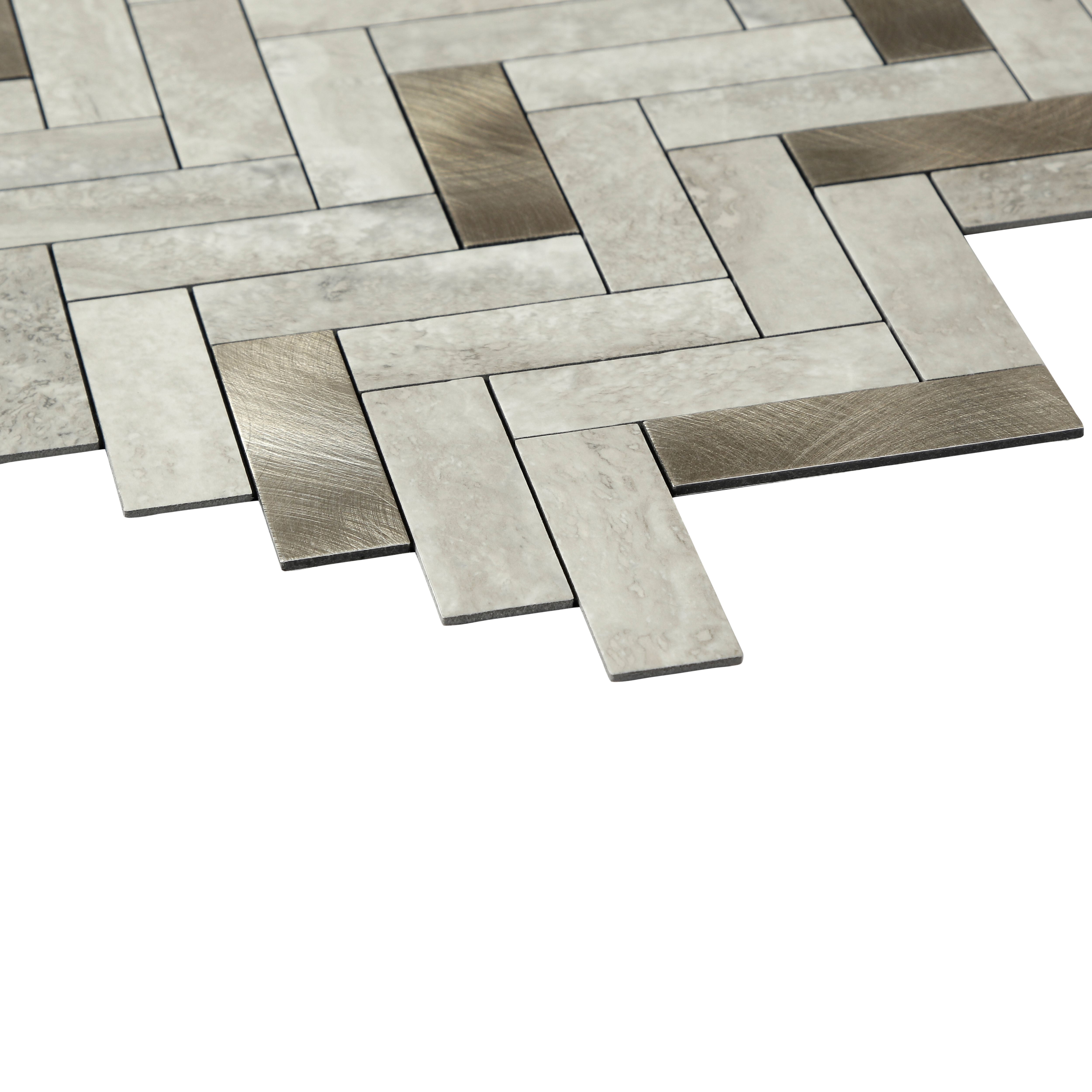 Skarda Grey & Silver Matt Marble effect Chevron Aluminium & PVC Self ...