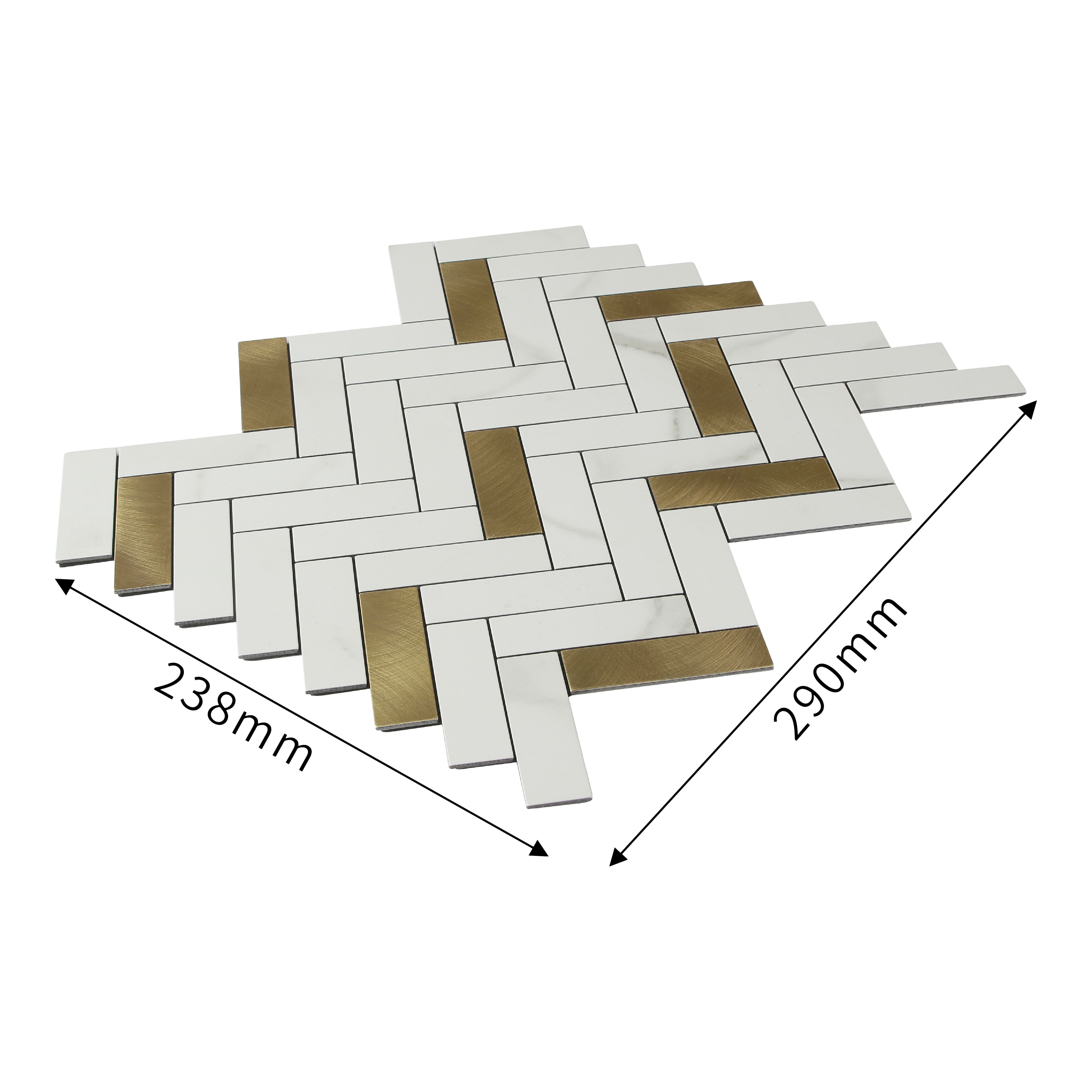 Skarda White & Gold Matt Marble effect Chevron Aluminium & PVC Self ...