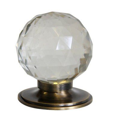 SKIP18C CENTRE DR KNOB GLASS/ANTQ BRSS F