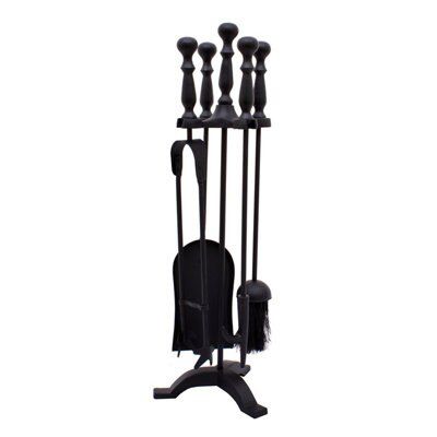 Slemcka Black Metal 5 piece Fireplace companion set