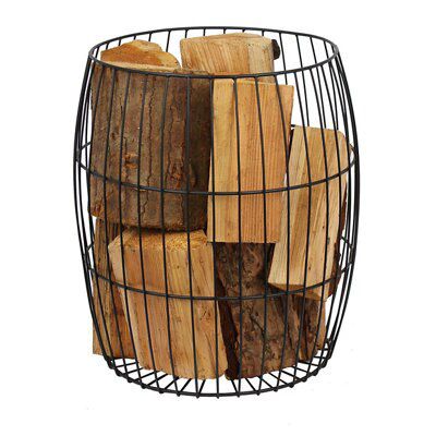 Slemcka Contemporary Black Steel Log basket (H)520mm (D)260mm | DIY at B&Q