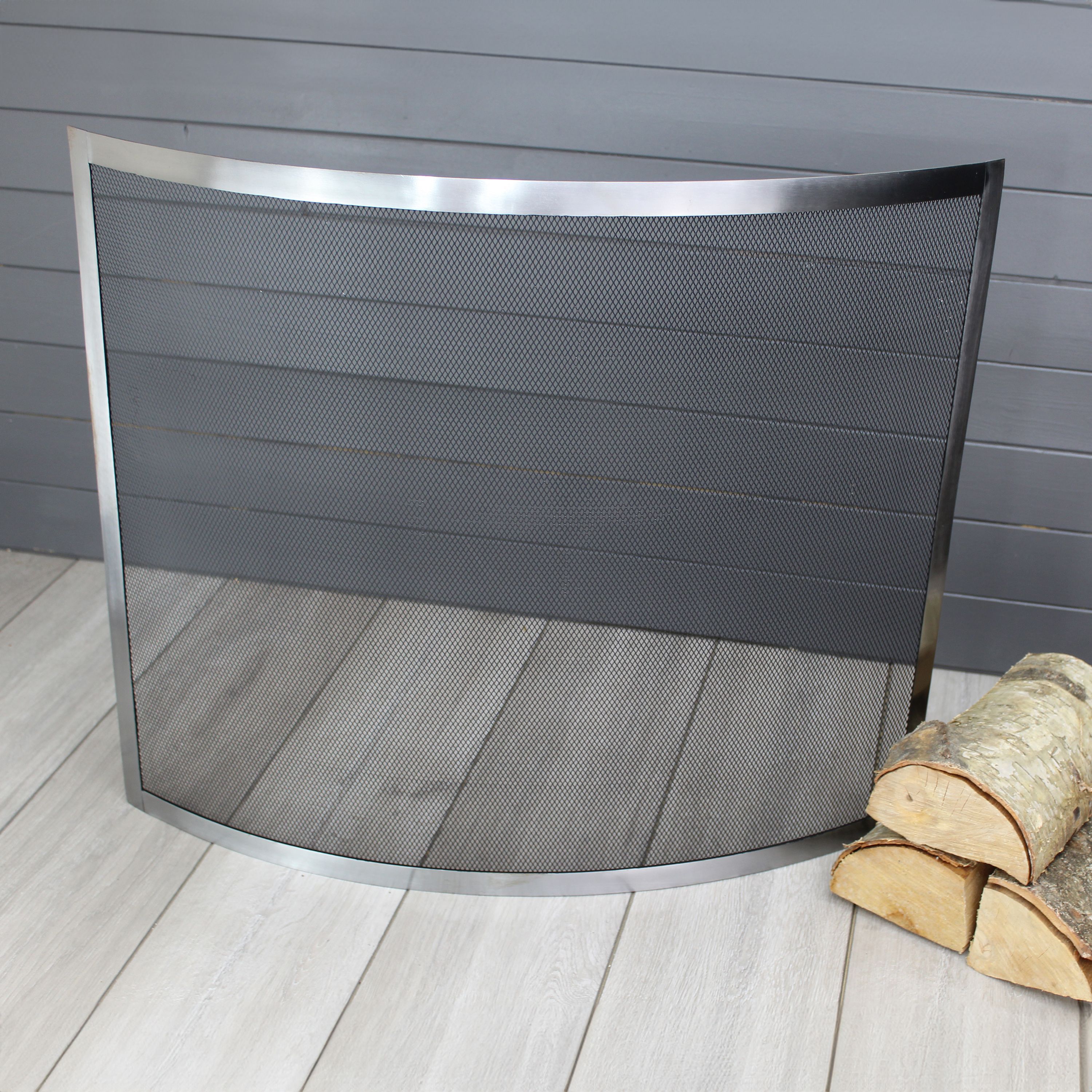 Slemcka Contemporary Pewter effect Metal Fire screen (W)0.61m