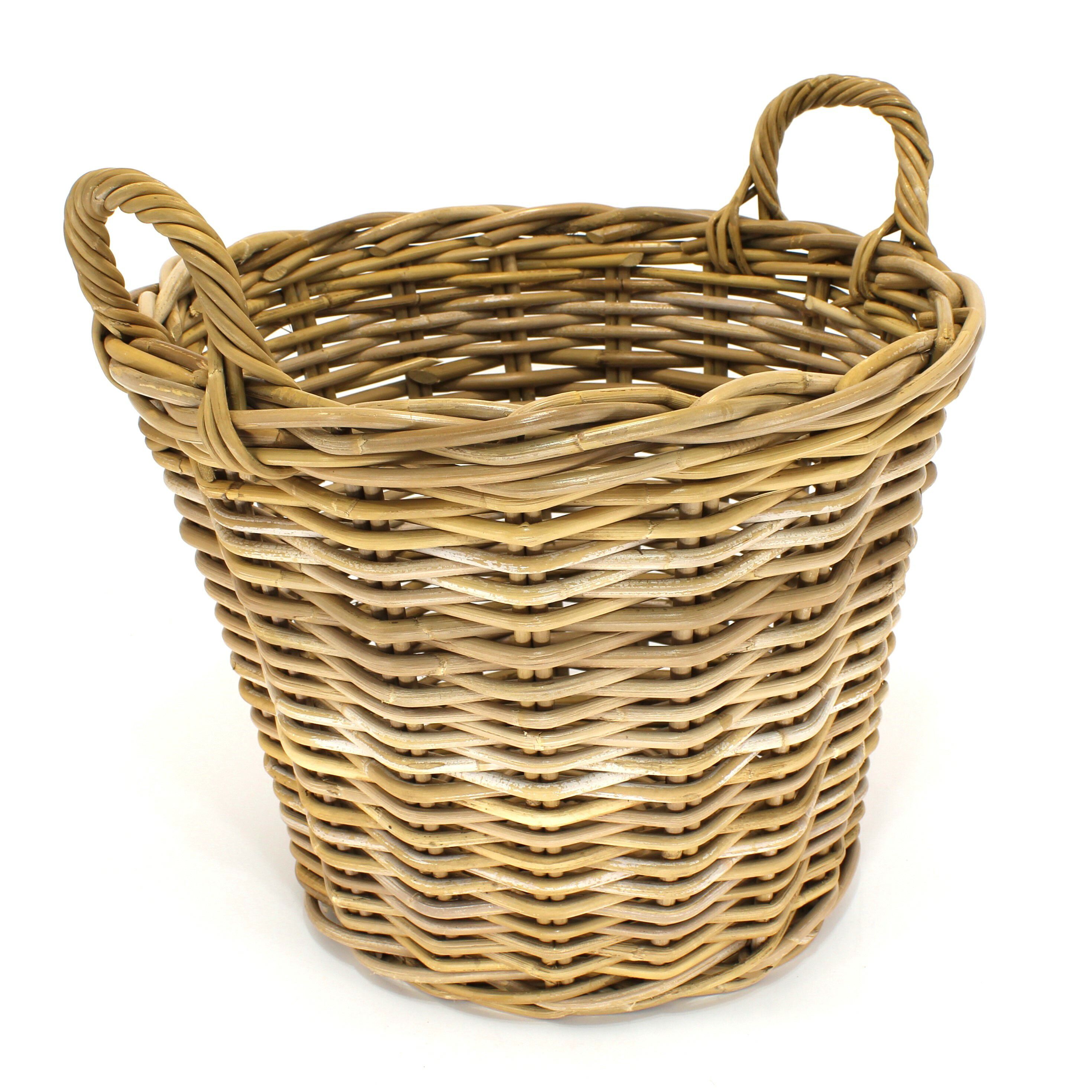 Slemcka Traditional Natural Wicker Log basket (H)440mm (D)460mm