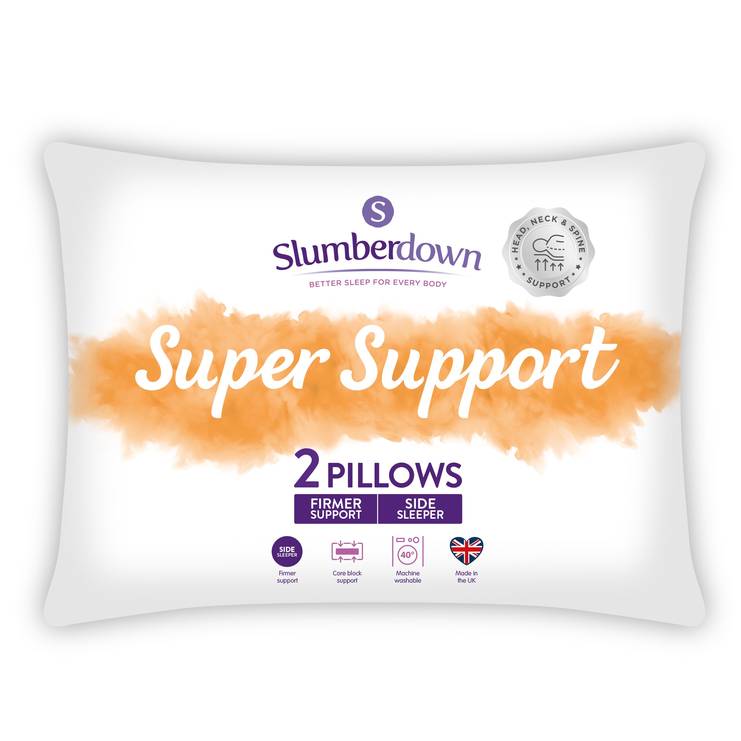 Slumberdown Super support Firm Pillow, Pack of 2 | DIY at B&Q