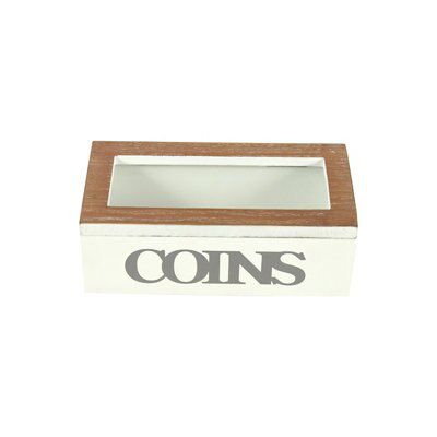 Small Cream Wood Coin box