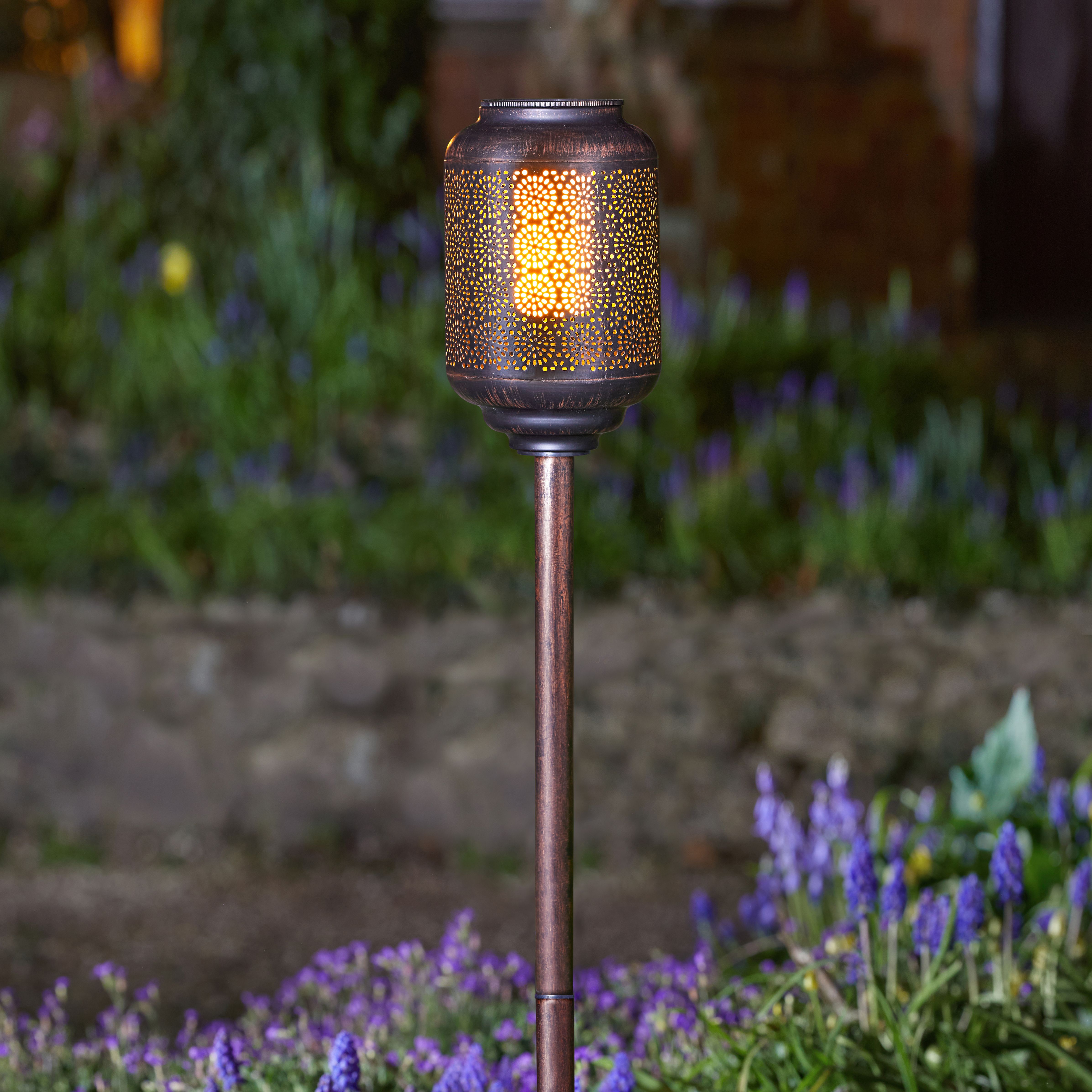 Smart Garden Tunis Bronze effect Fretwork Solar-powered LED Outdoor ...