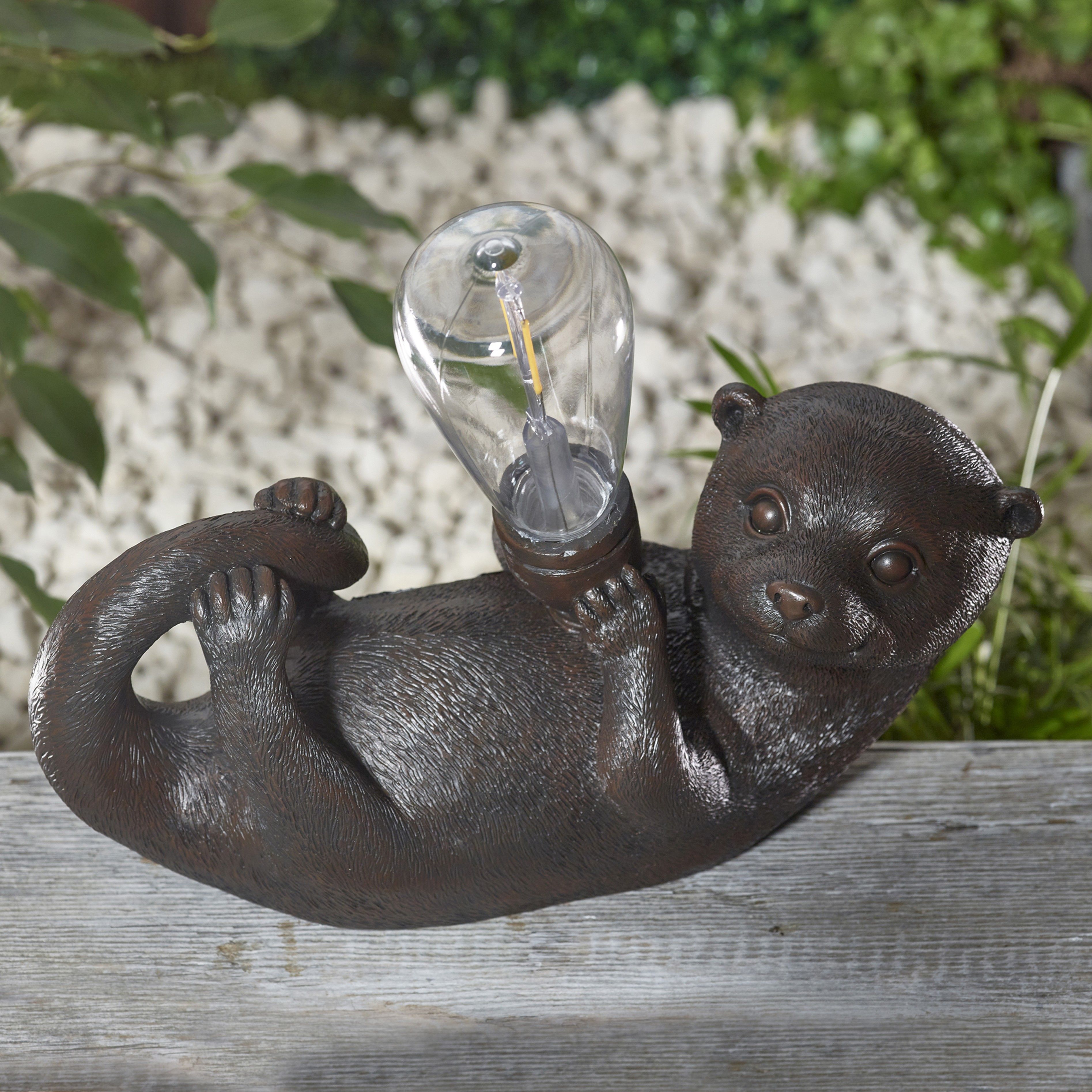 Smart Solar Brushed Brown Hand painted effect Otter Solar-powered LED ...