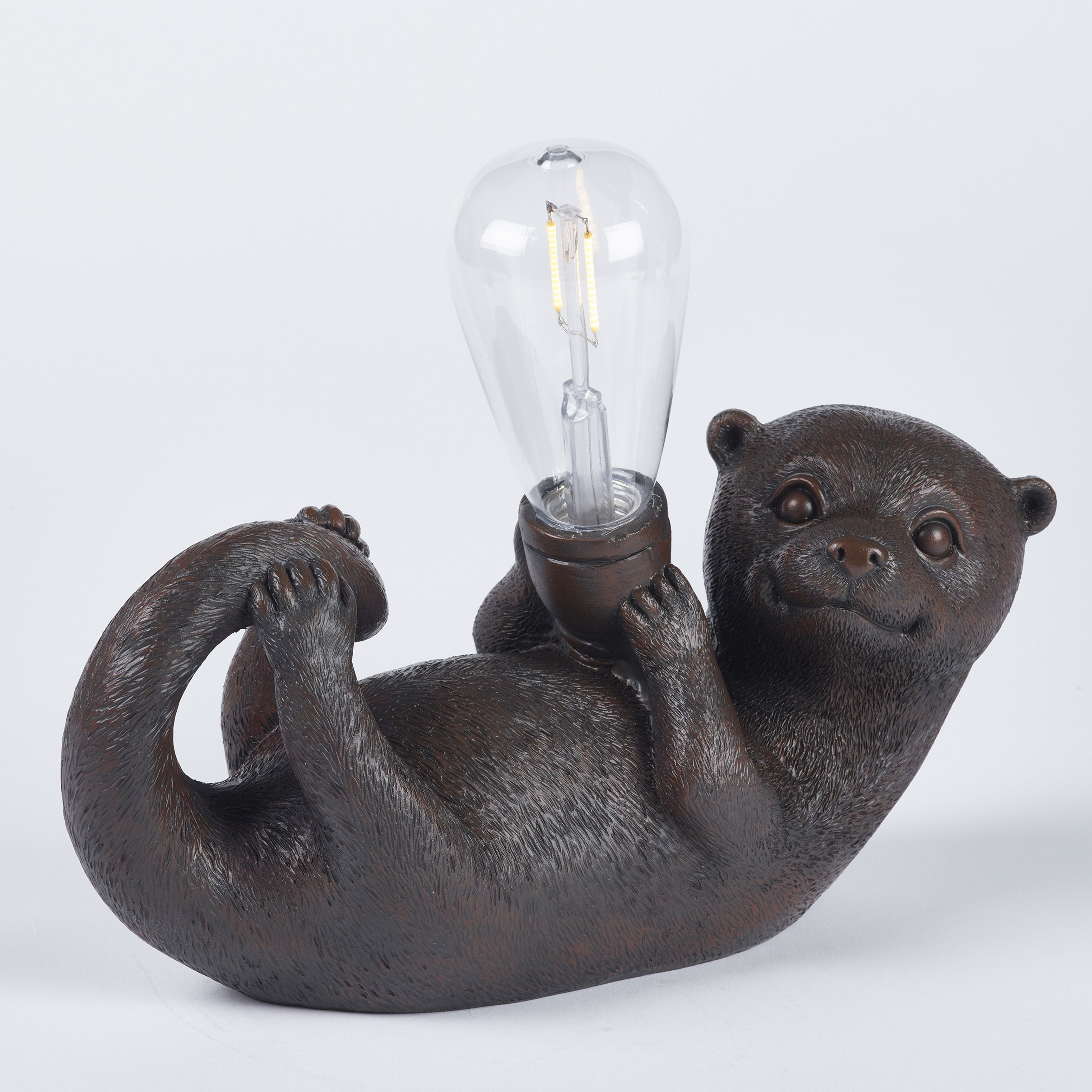 Smart Solar Brushed Brown Hand painted effect Otter Solar-powered LED ...