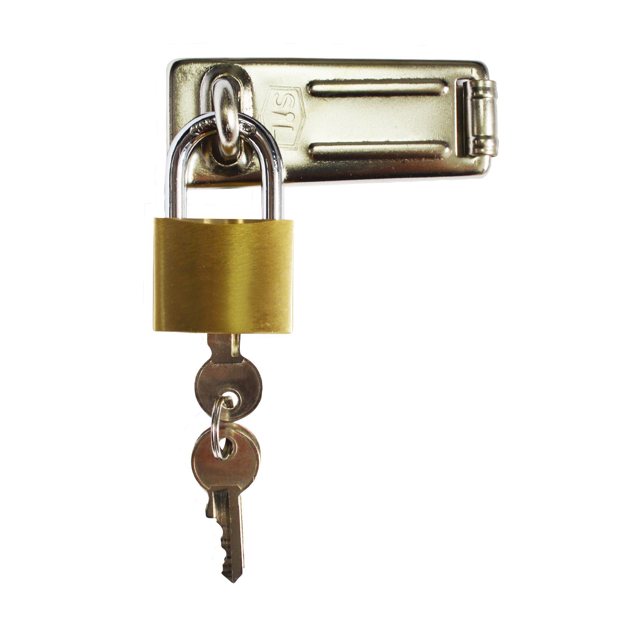 Smith & Locke Galvanised Steel Hasp & staple with padlock, (L)90mm (W)38mm