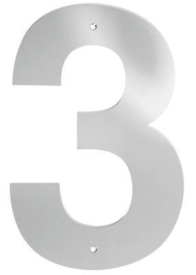 Smith & Locke Polished Stainless steel Door number 3, (H)305mm (W)204mm