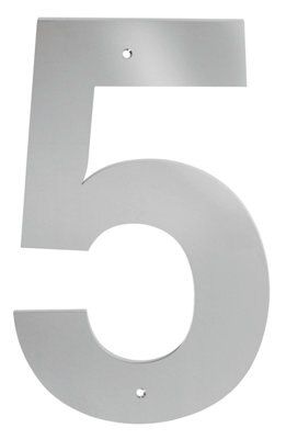 Smith & Locke Polished Stainless steel Door number 5, (H)305mm (W)194mm