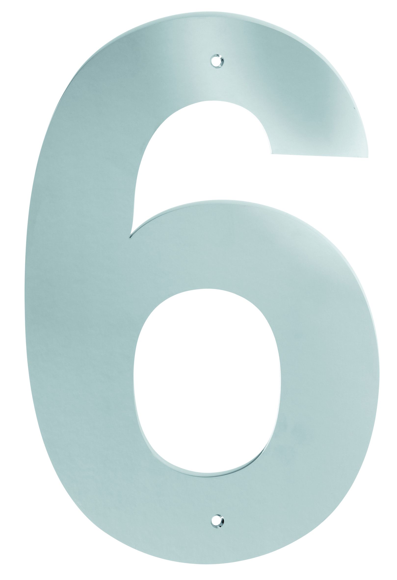 Smith & Locke Polished Stainless steel Door number 6, (H)305mm (W)205mm ...