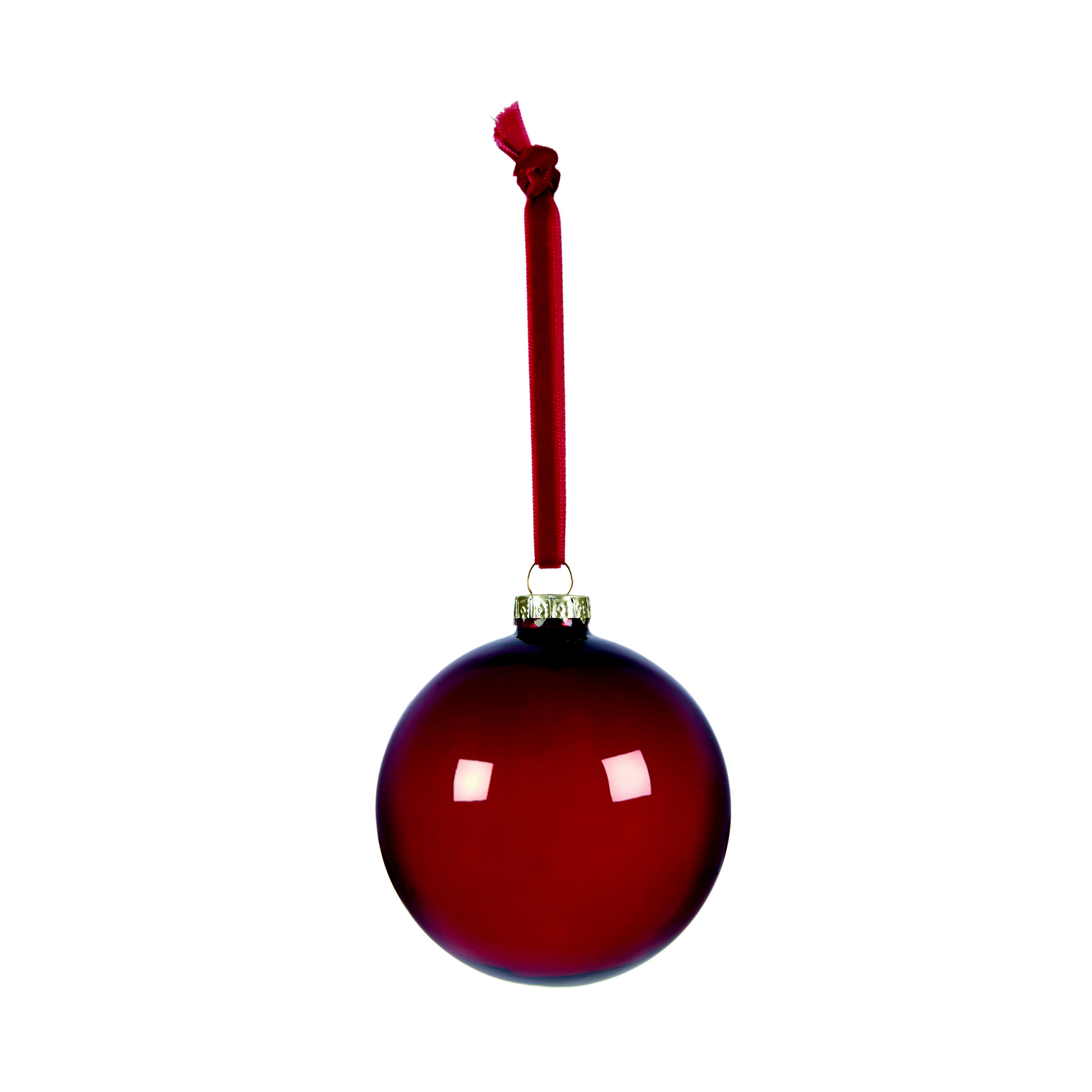 Smooth Glass Round Bauble (D) 80mm - Red