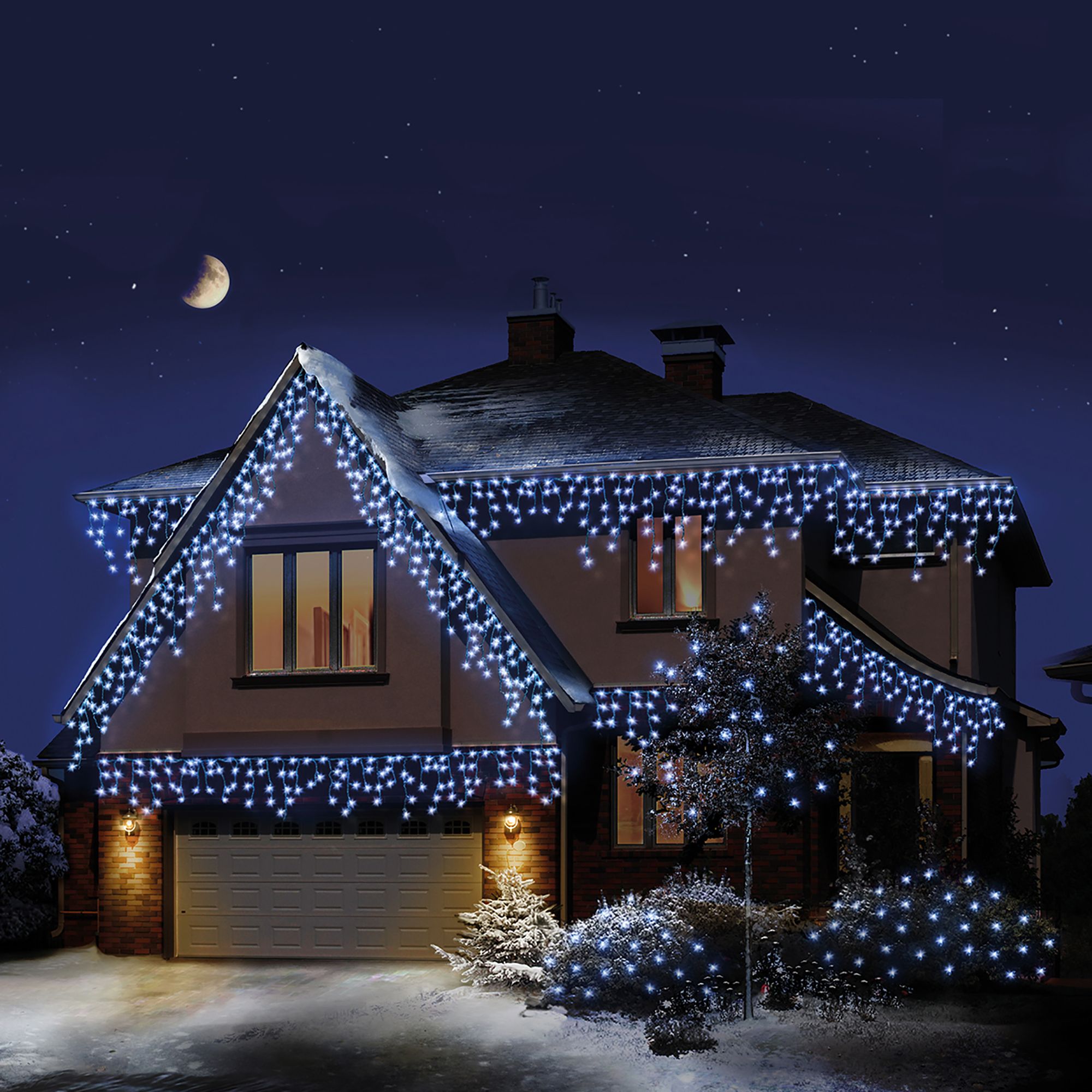Snowing 960 White LED Timer function Icicle light Clear cable