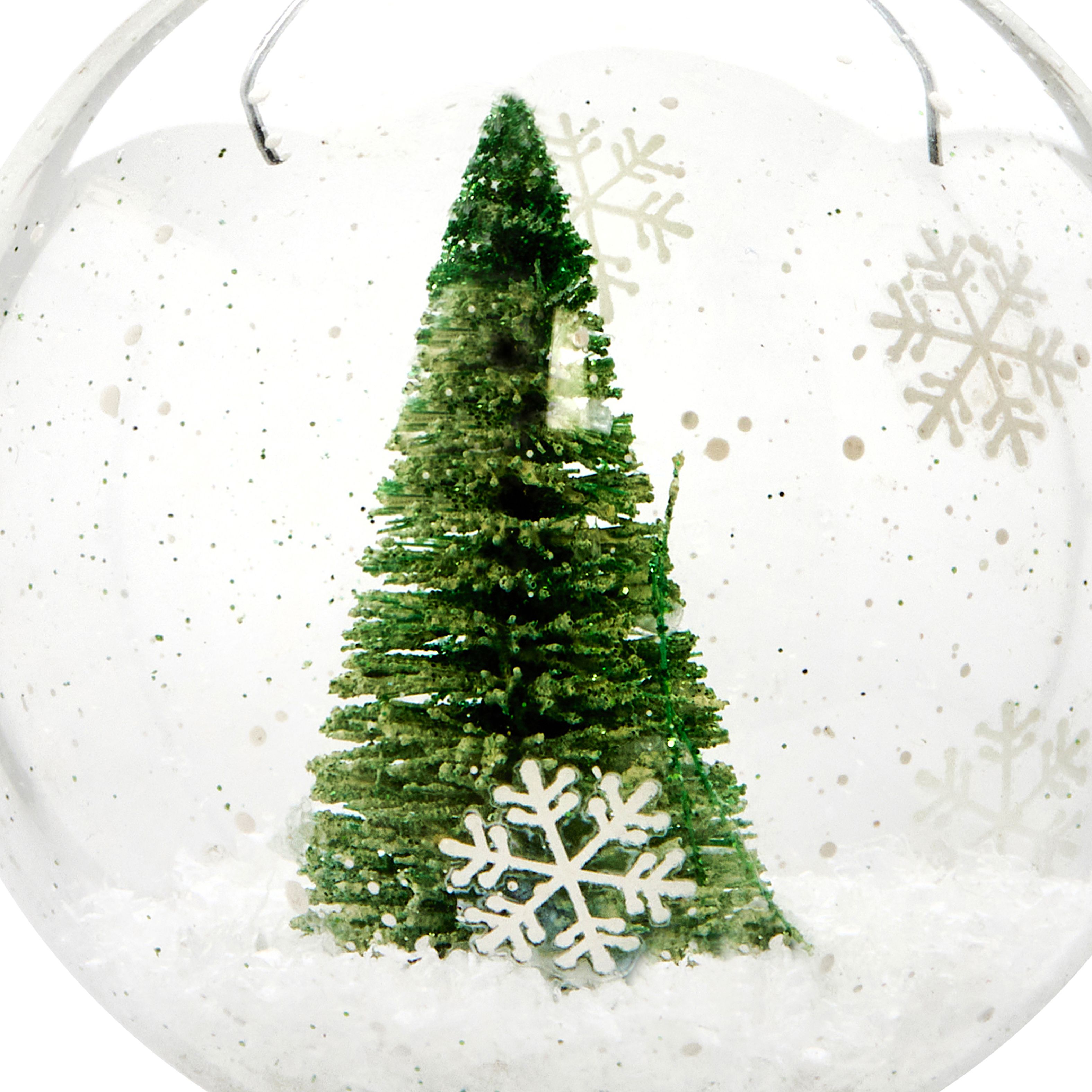 Snowy tree Glass Bauble (D) 80mm - Green