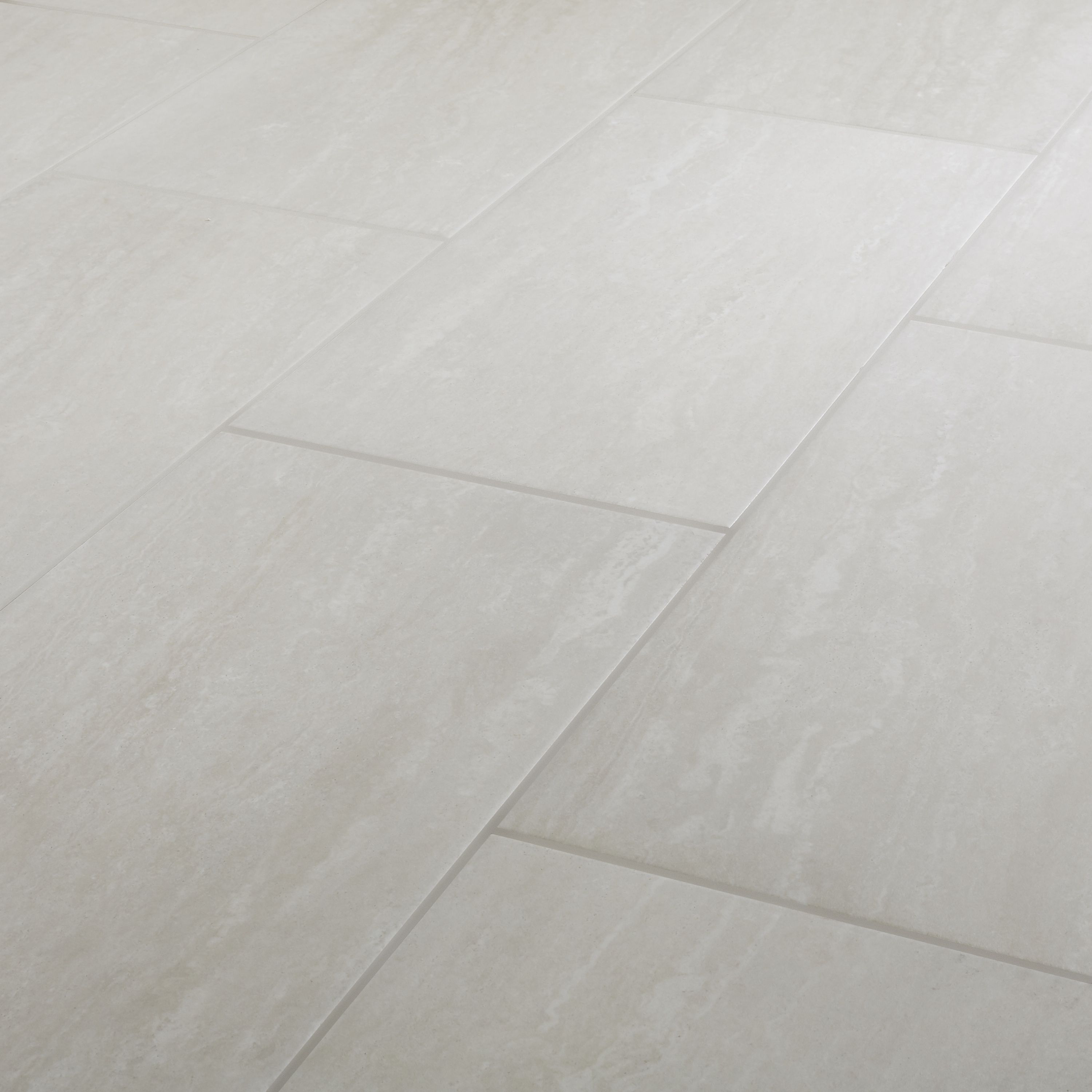 Soft travertin Ivory Matt Patterned Stone effect Porcelain Indoor Wall ...