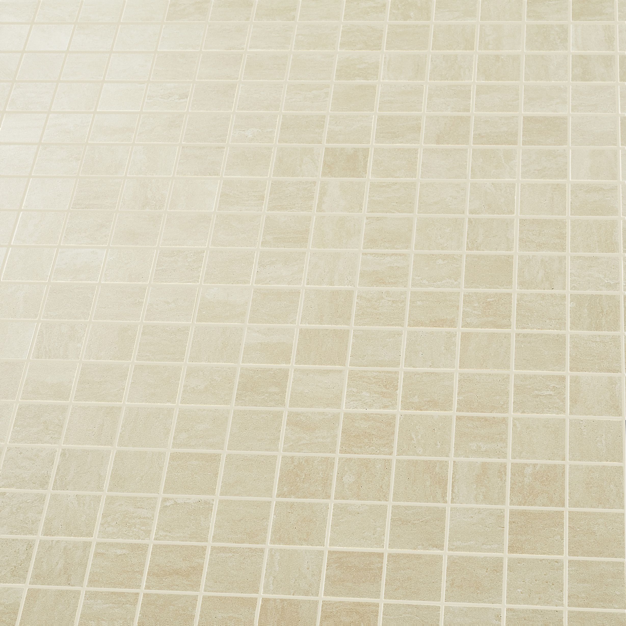 Soft travertine Beige Matt Stone effect Porcelain Mosaic tile sheet, (L ...