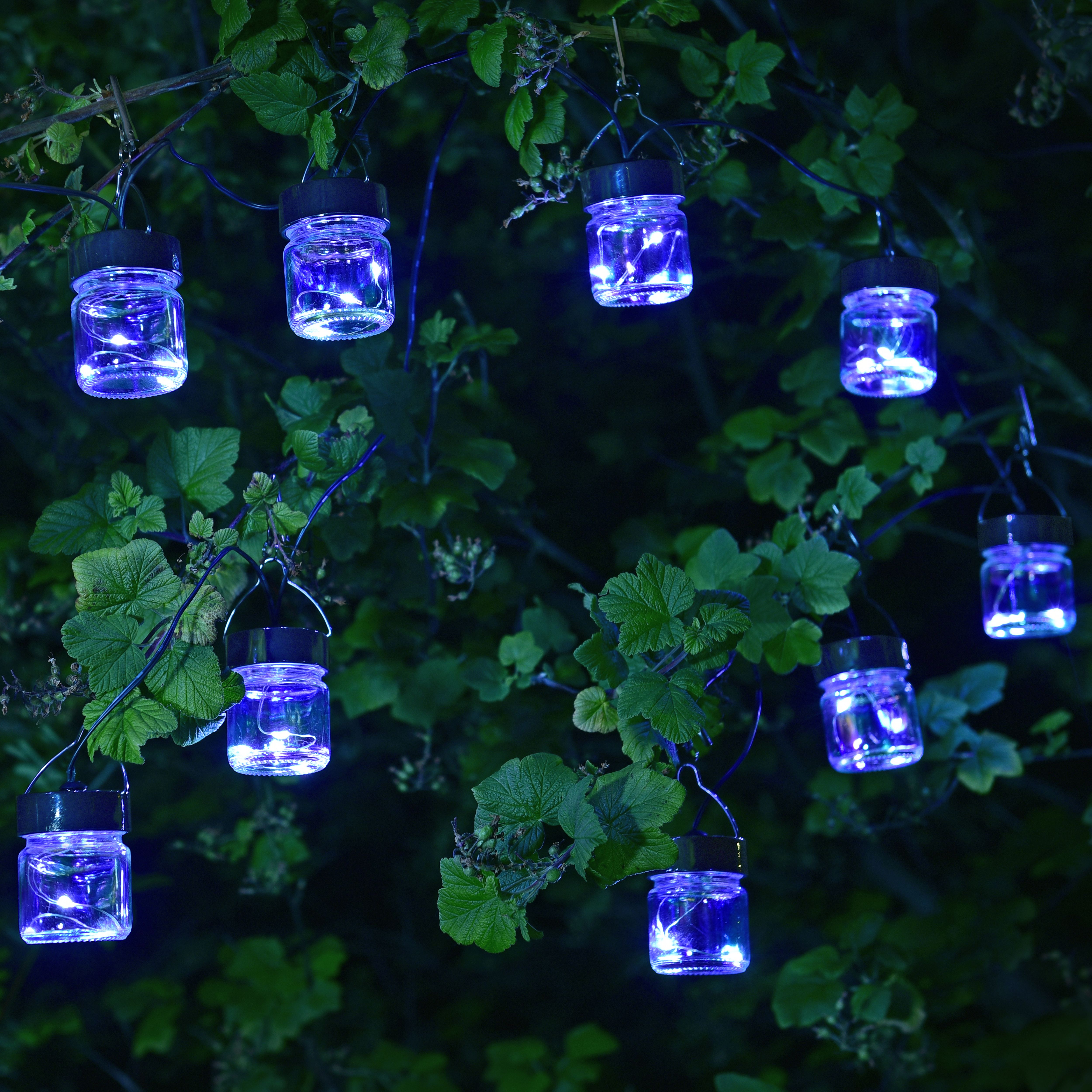 Solar-powered White 10 LED Outdoor String lights | DIY at B&Q