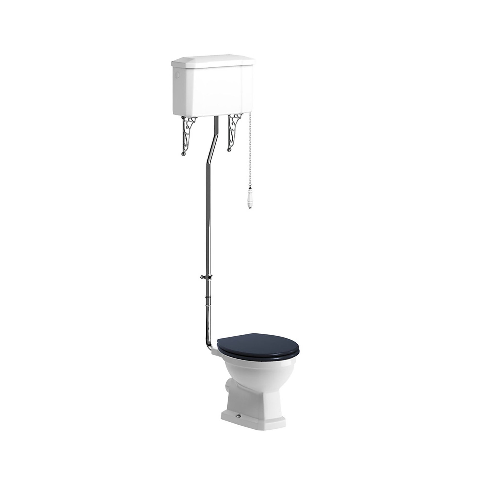Somerton White Open back Toilet set with Indigo ash Soft close seat ...