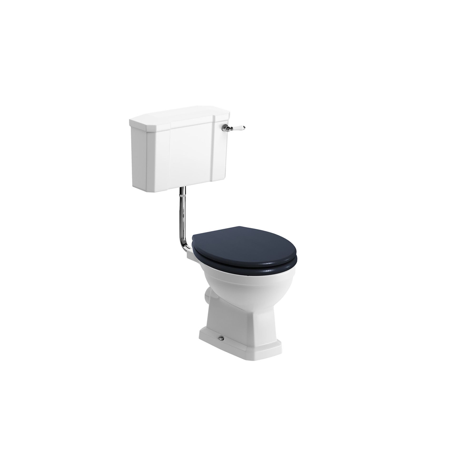 Somerton White Open back Toilet set with Indigo ash Soft close seat ...