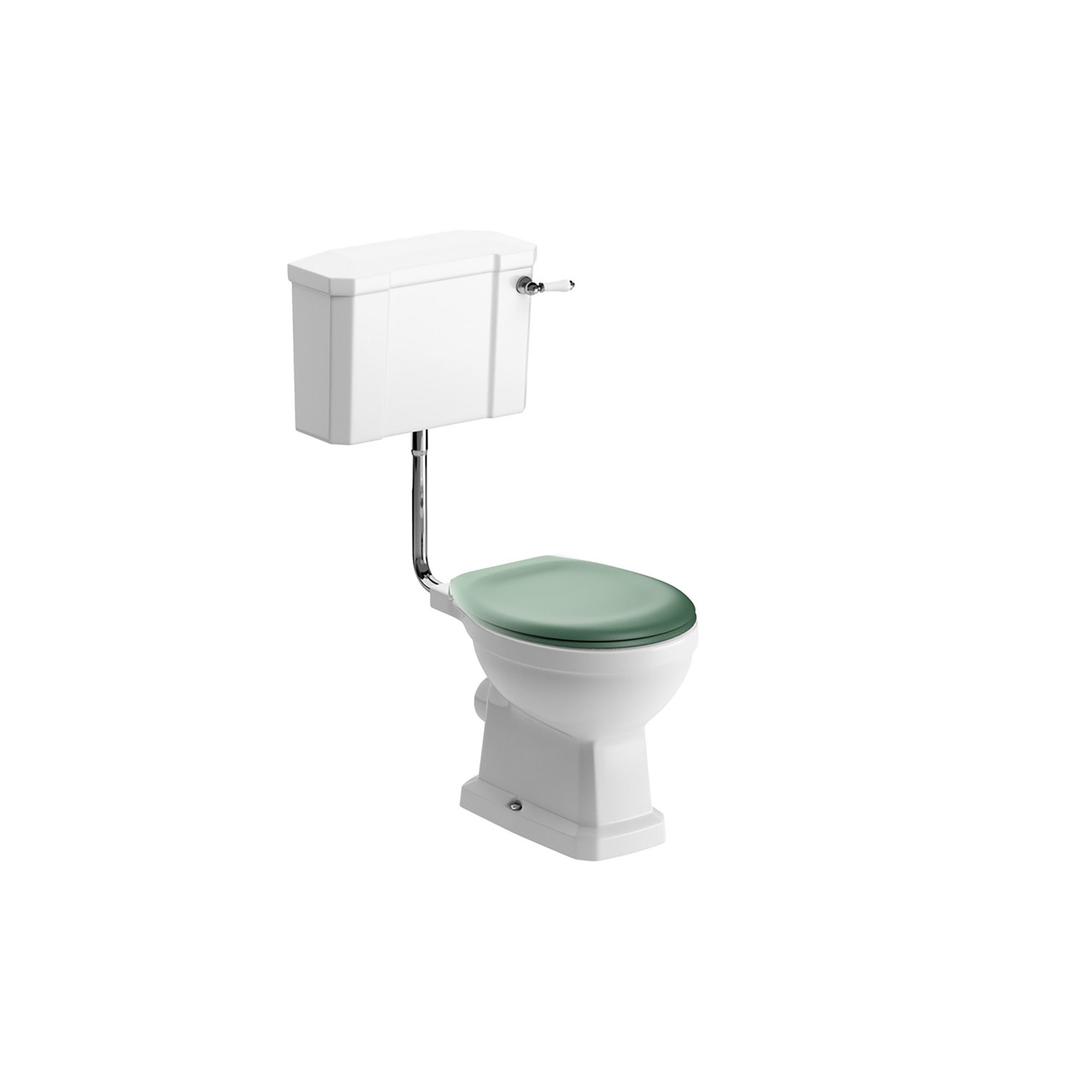 Somerton White Open back Toilet set with Sage green Soft close seat ...