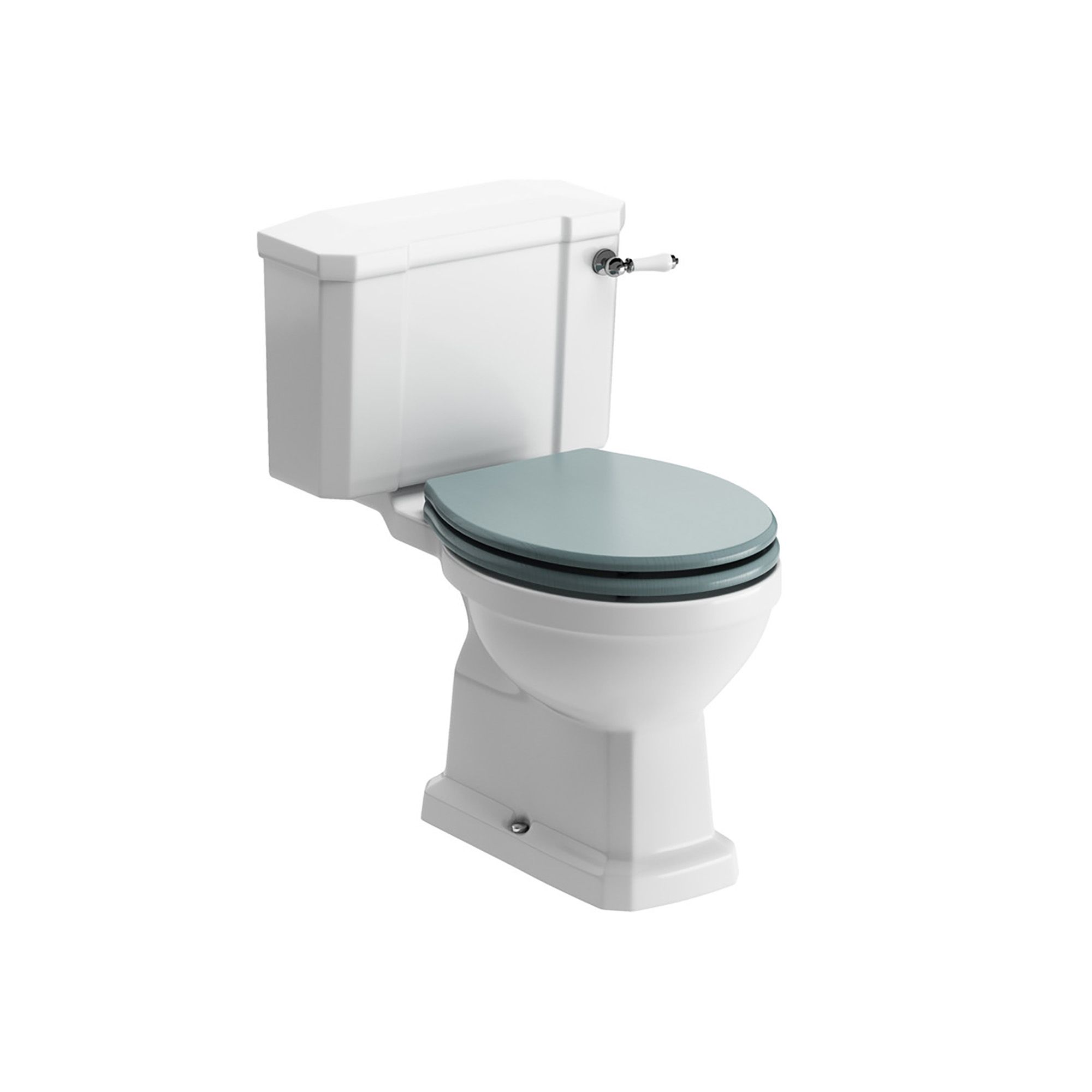 Somerton White Open back Toilet set with Sea green Soft close seat ...