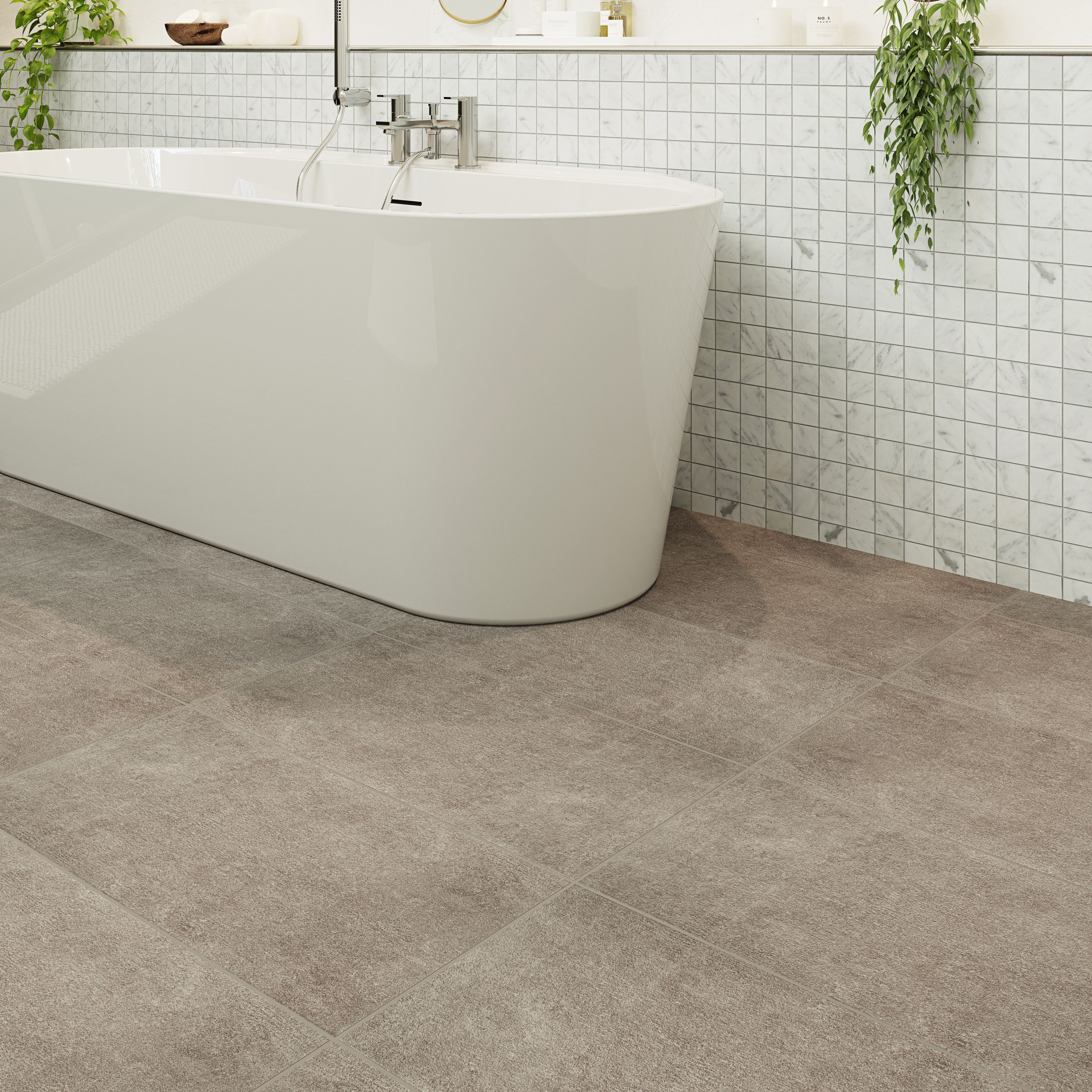 Sonora Grey Matt Concrete effect Textured Porcelain Indoor Wall & floor ...