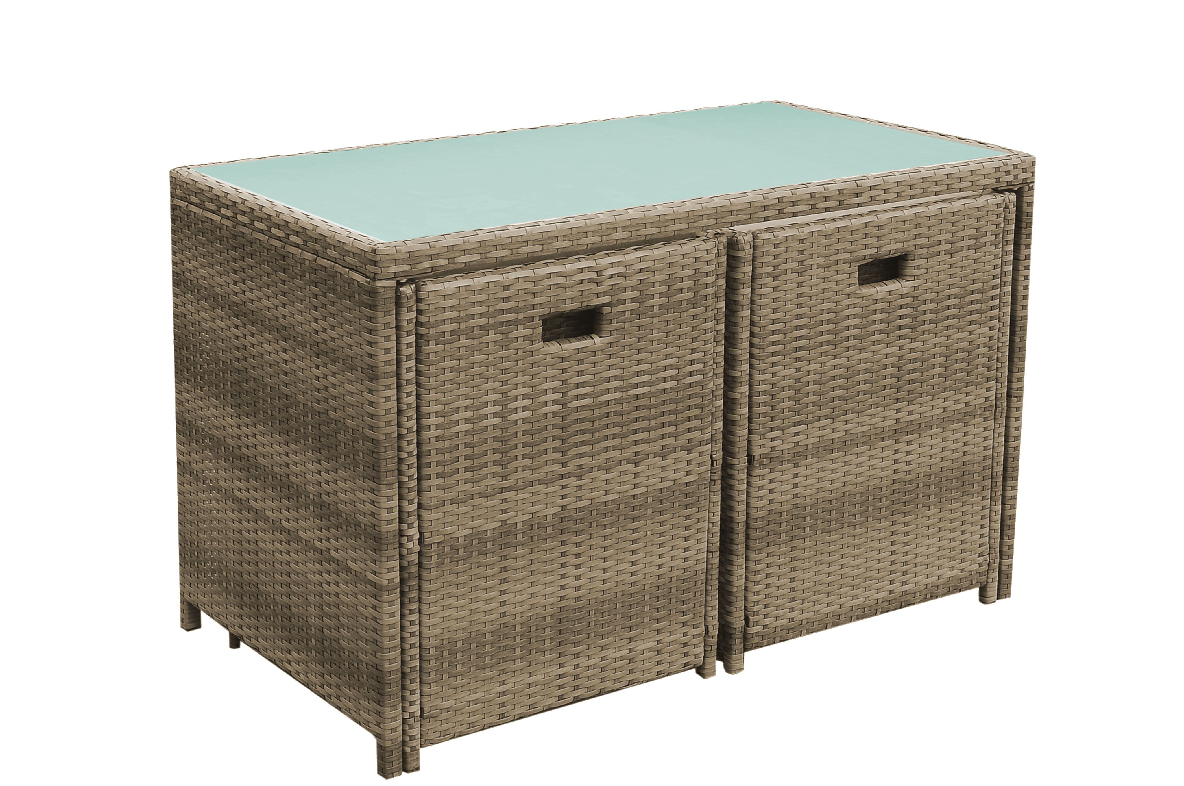 Soron Brown Rattan effect 4 Seater Dining set
