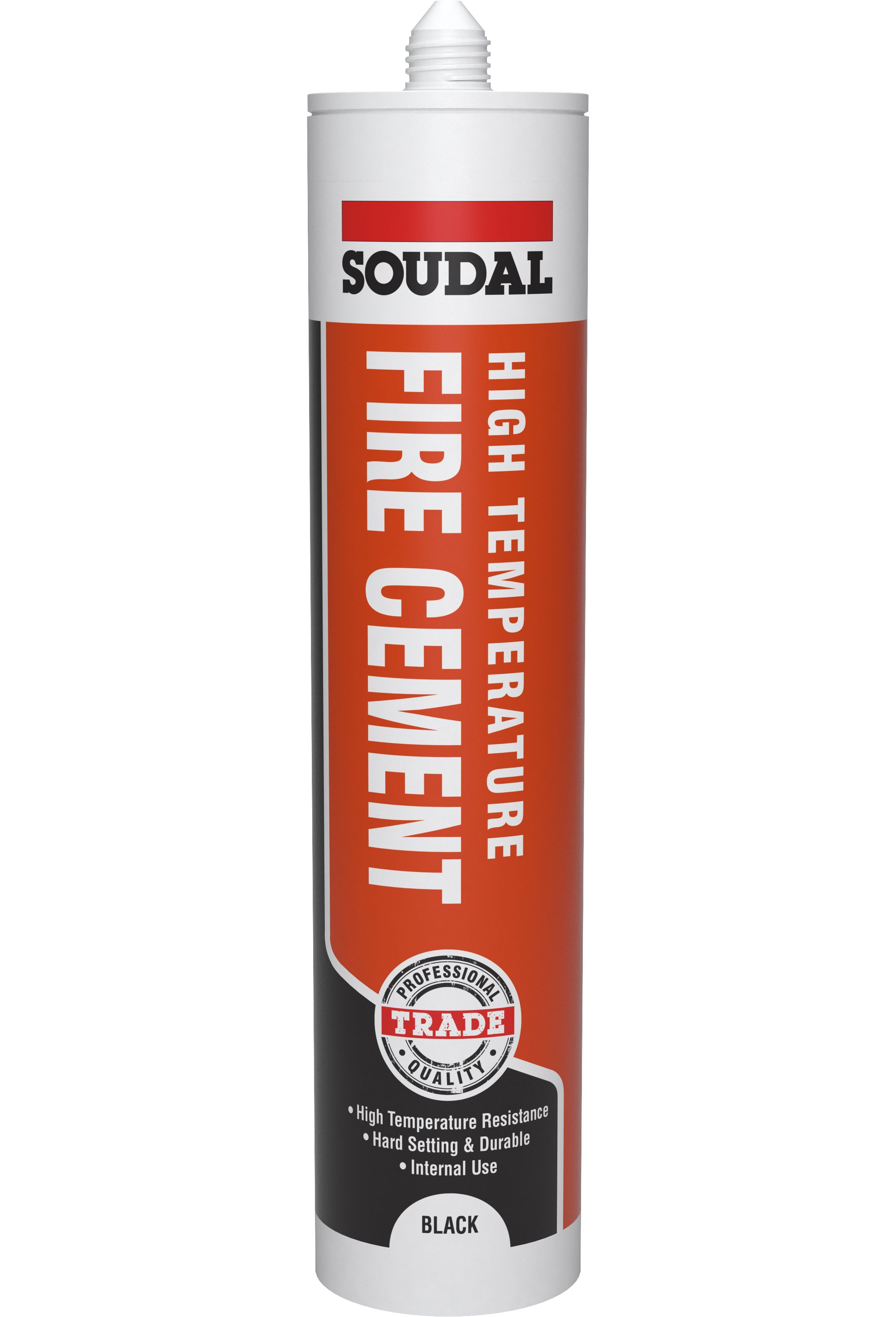 SOUDAL HIGH TEMPERATURE FIRE CEMENT BLACK SEALANT, 290ML