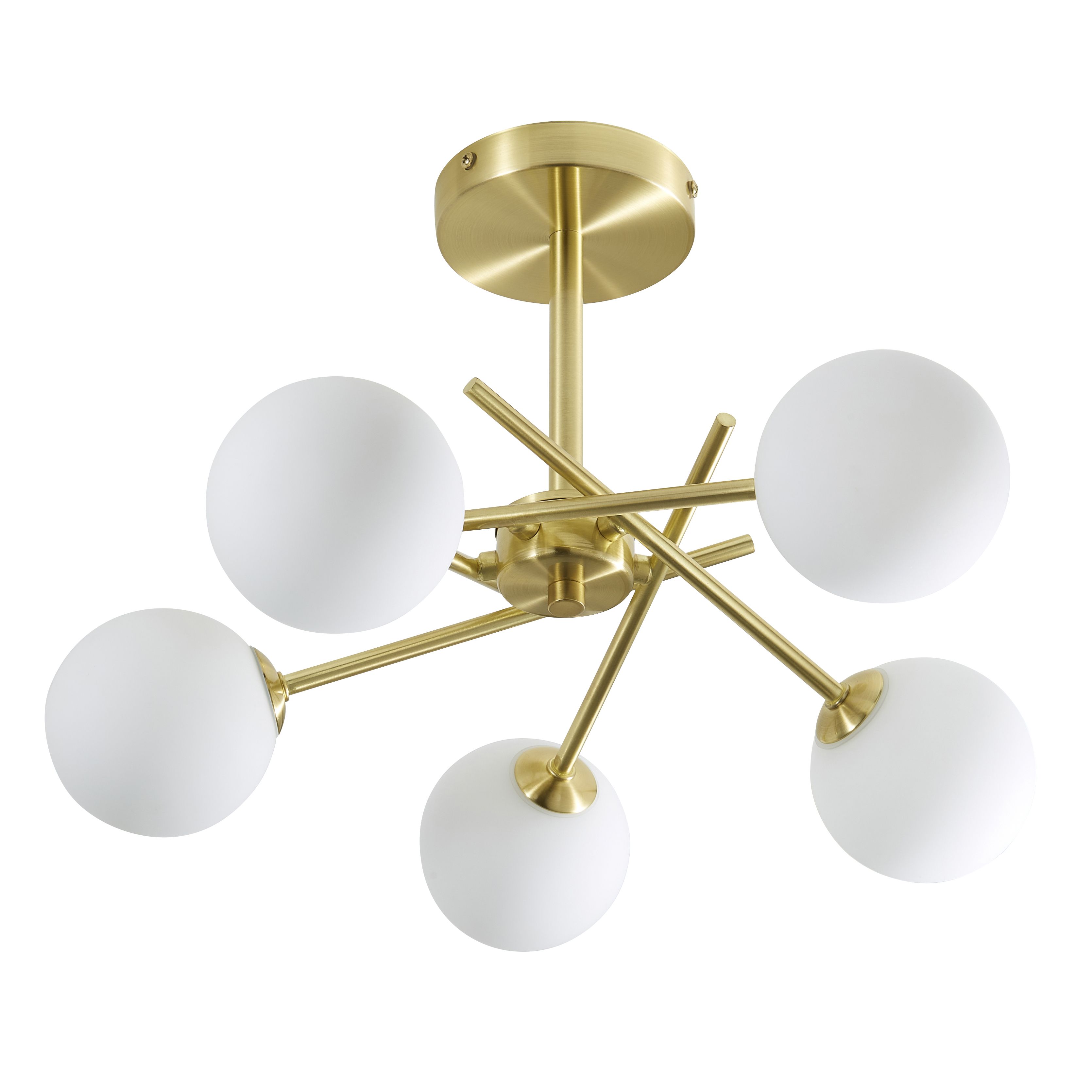 Spa Avalon Brushed Satin Steel satin brass effect 5 Lamp LED Bathroom ...