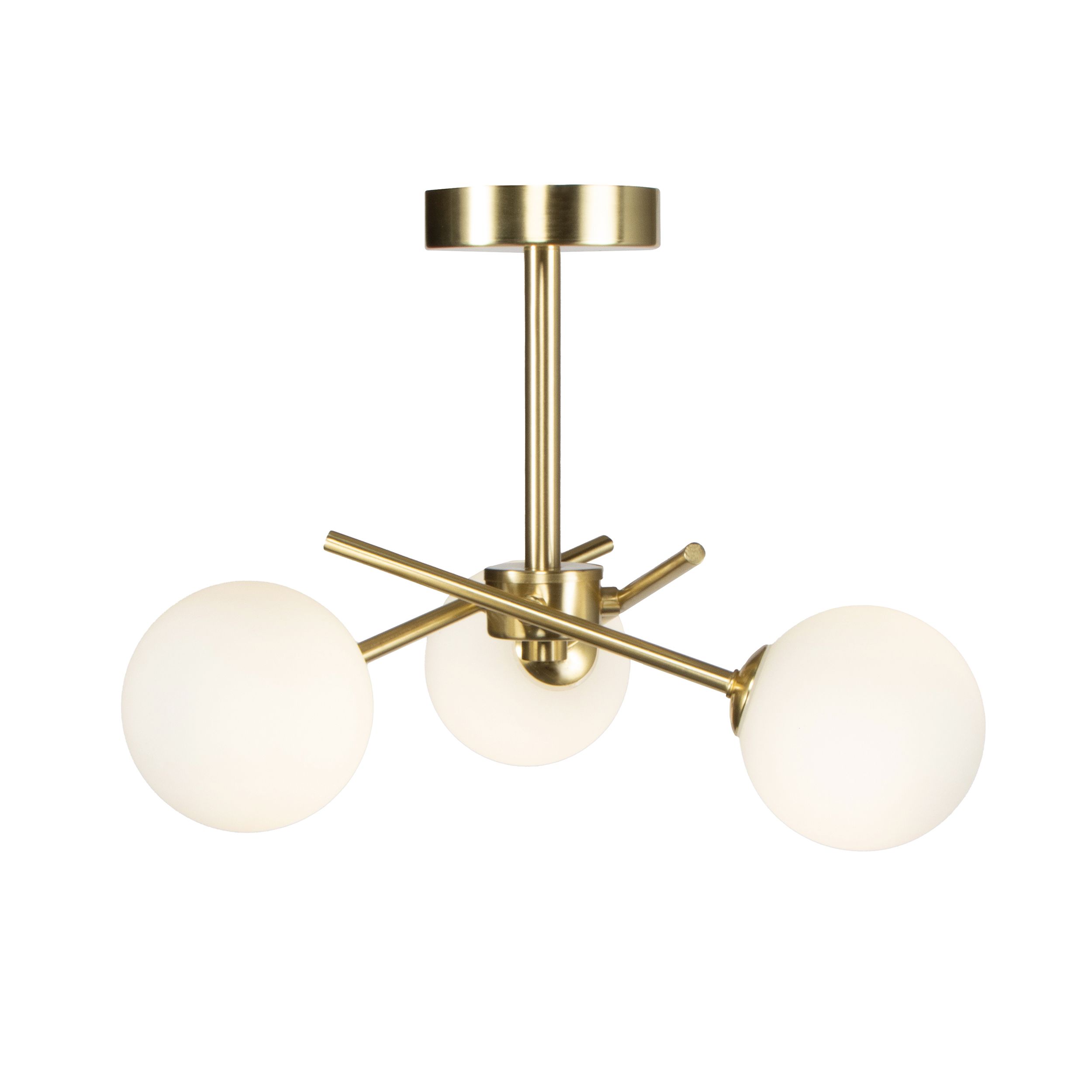 Spa Brushed Satin Glass & metal Brass effect LED Ceiling light