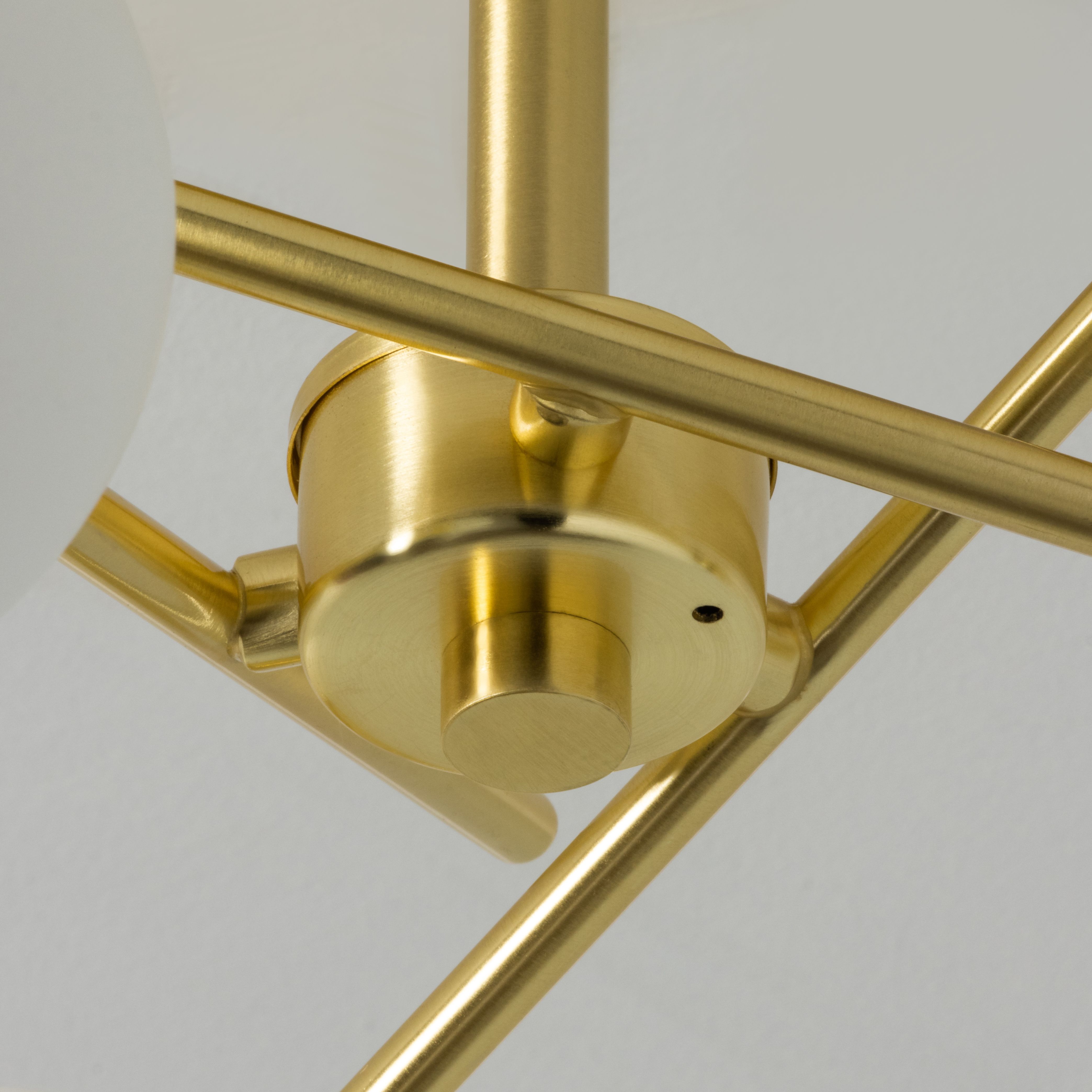 Spa Brushed Satin Glass & metal Brass effect LED Ceiling light