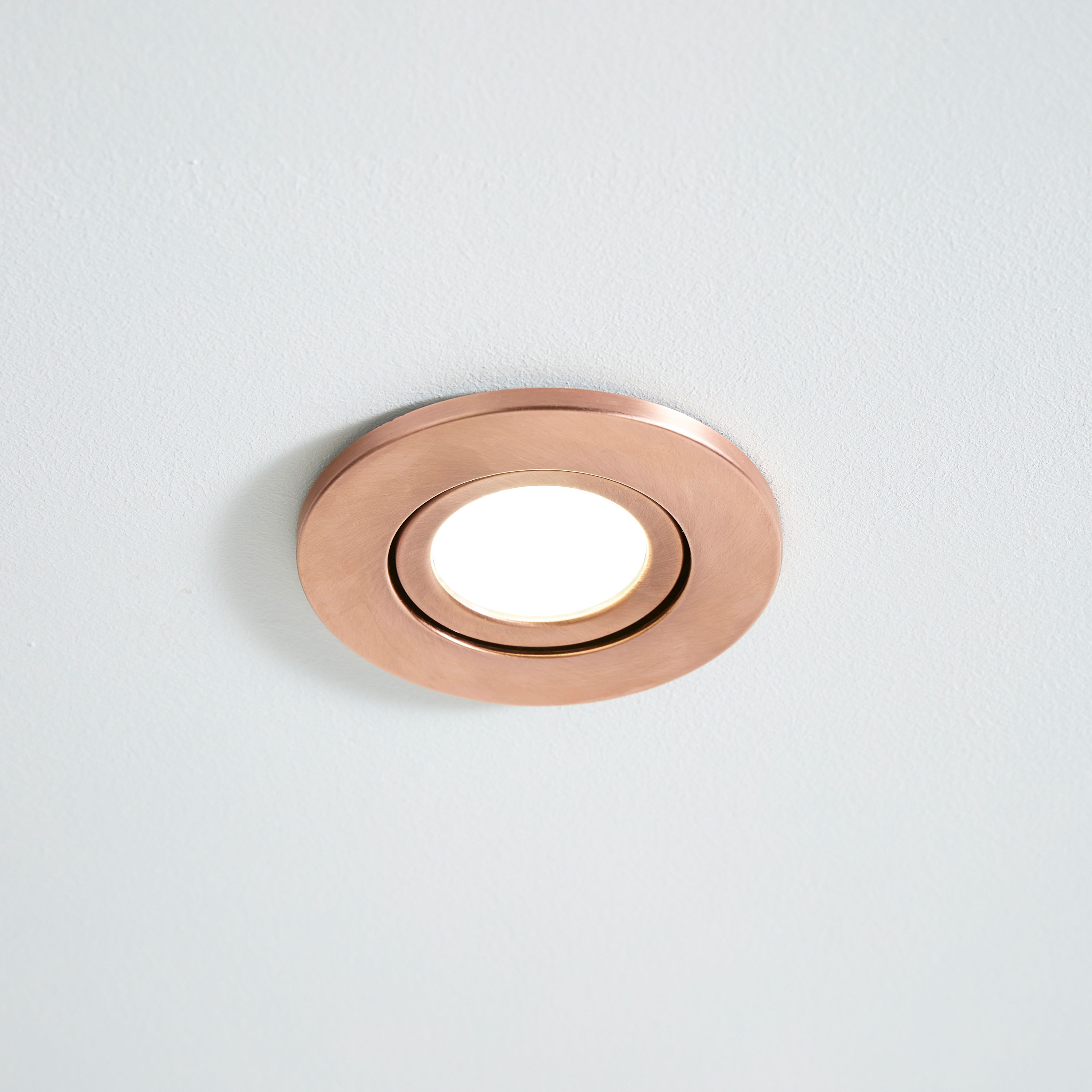 Spa Satin Copper effect Adjustable LED Fire-rated Neutral white ...