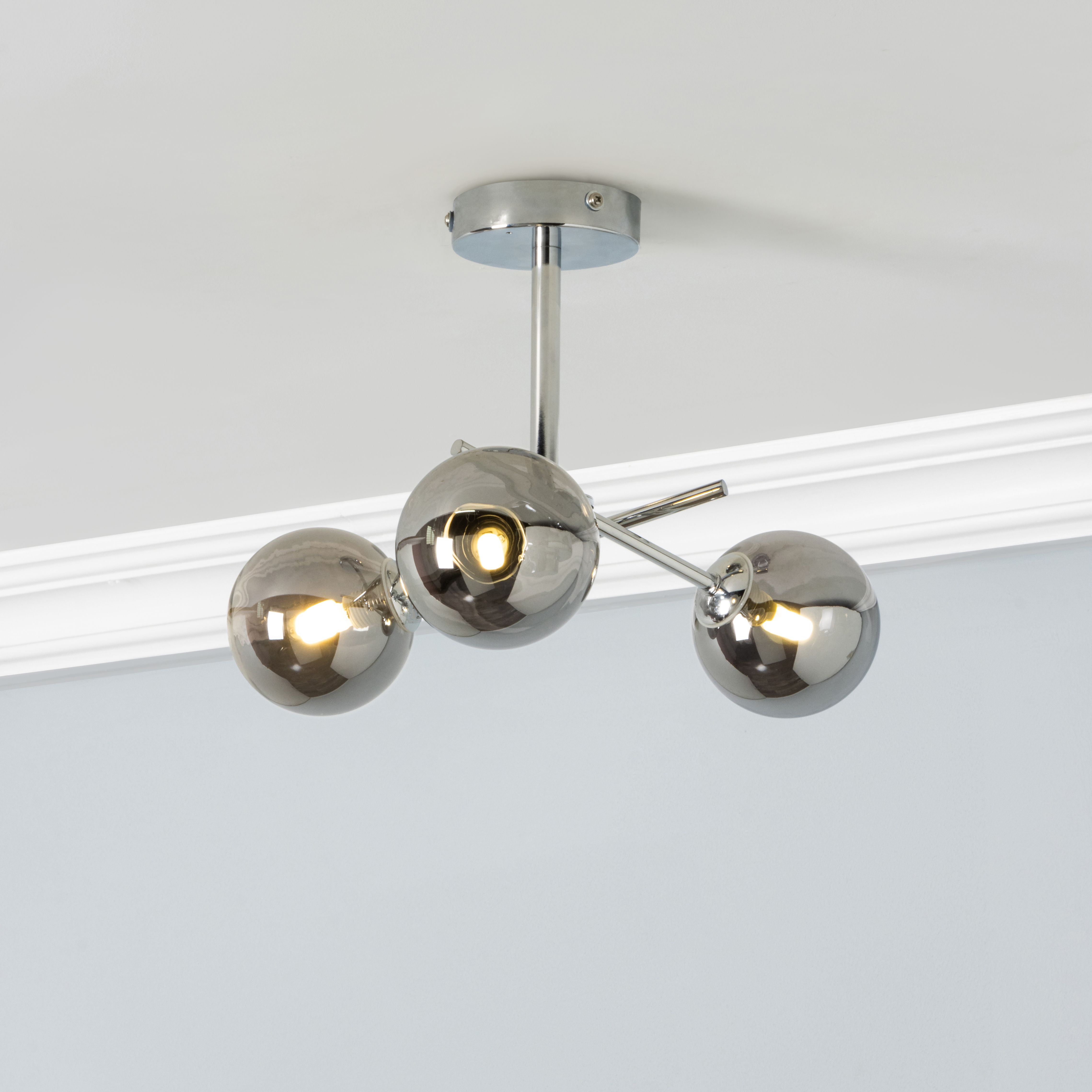 Spa Satin Glass & metal Chrome effect LED Ceiling light
