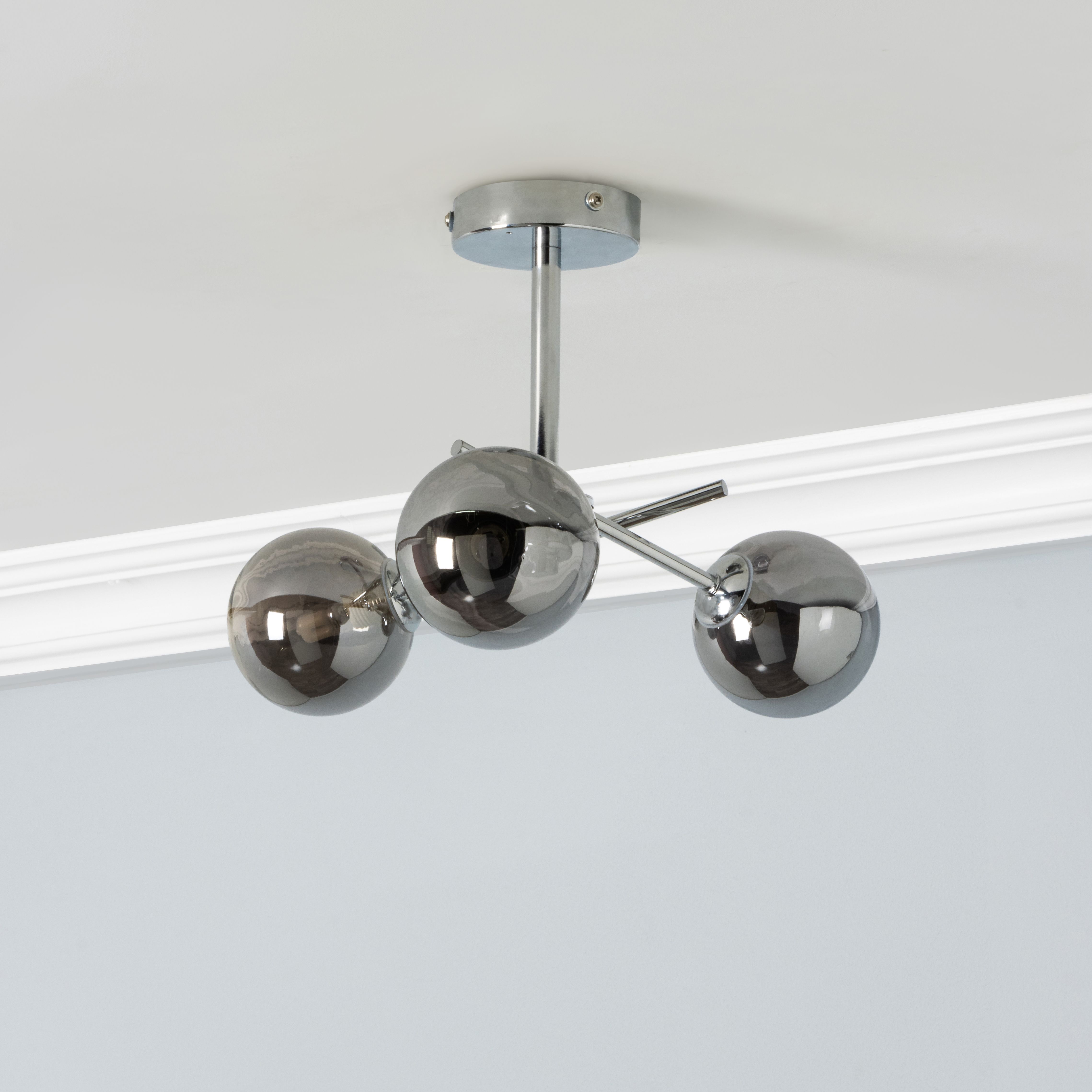 Spa Satin Glass & metal Chrome effect LED Ceiling light
