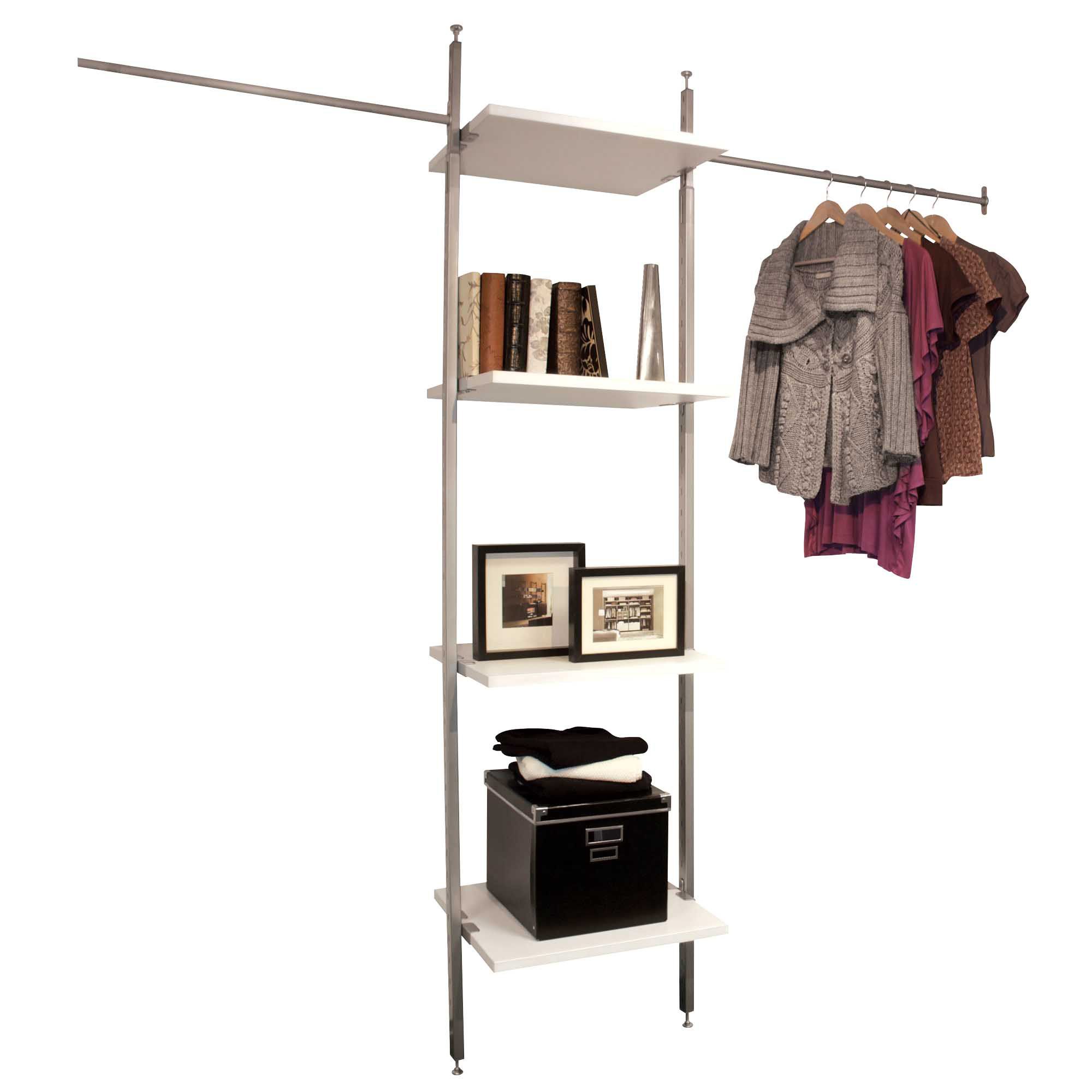 Spacepro Aura White metallic effect Wardrobe Storage kit H 2700mm W 3200mm D 500mm