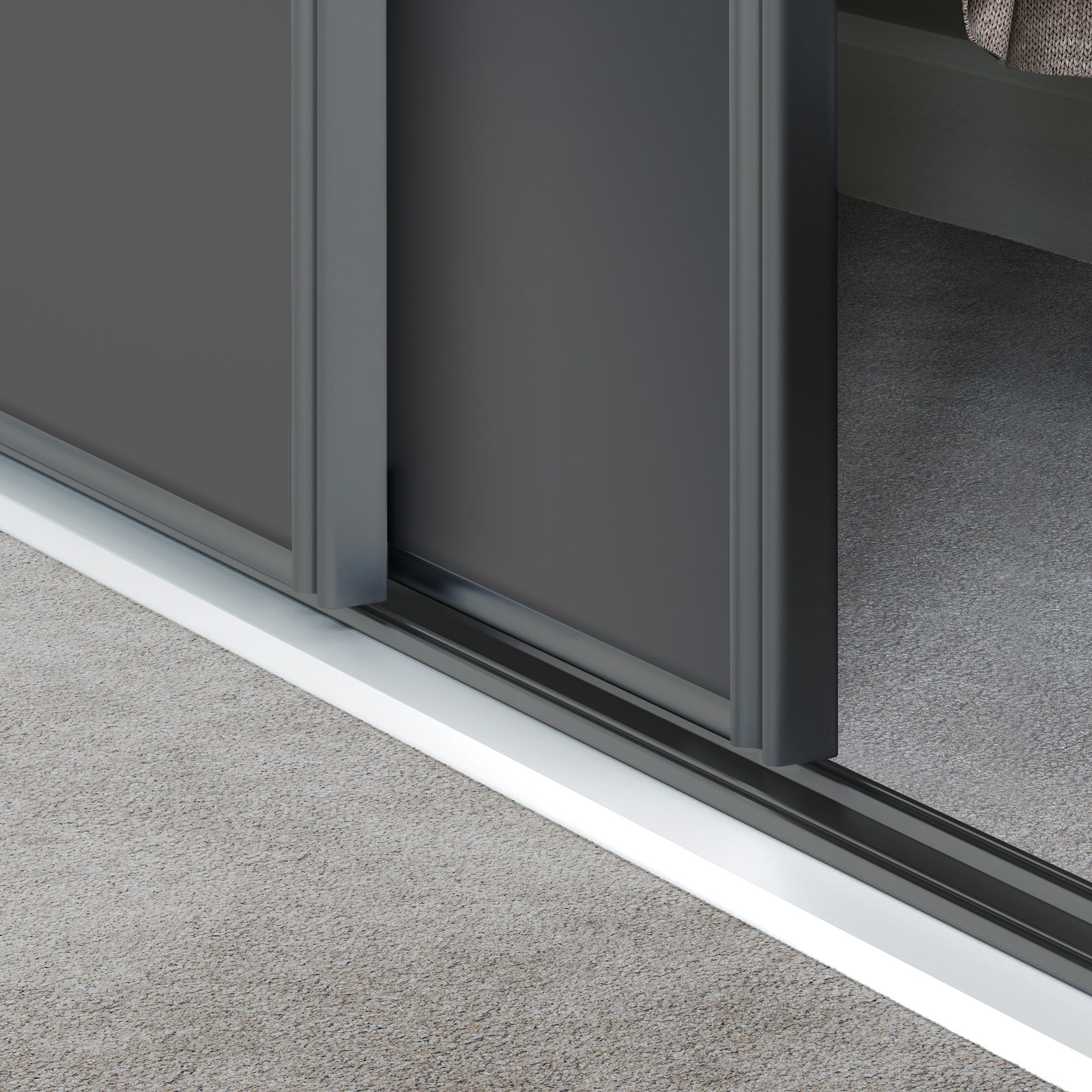 Spacepro Full panel Matt Graphite frame Single panel Sliding wardrobe ...