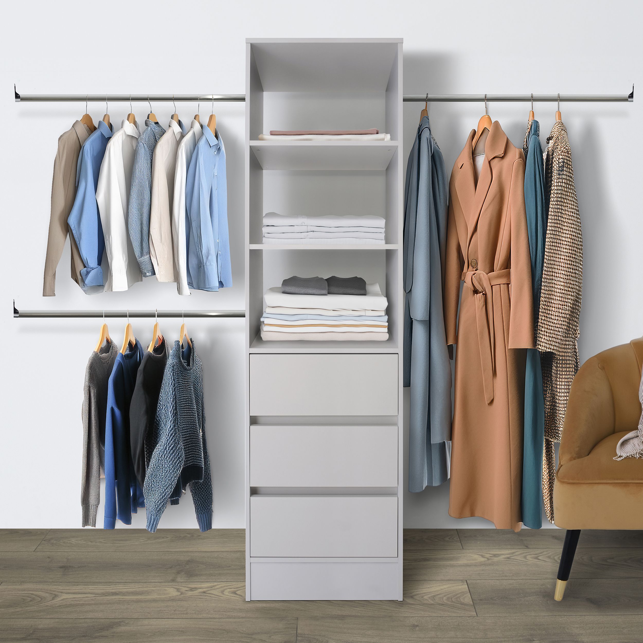 Spacepro Modular Cashmere 3 Drawer Tower unit (H)2100mm (W)600mm (D)500mm