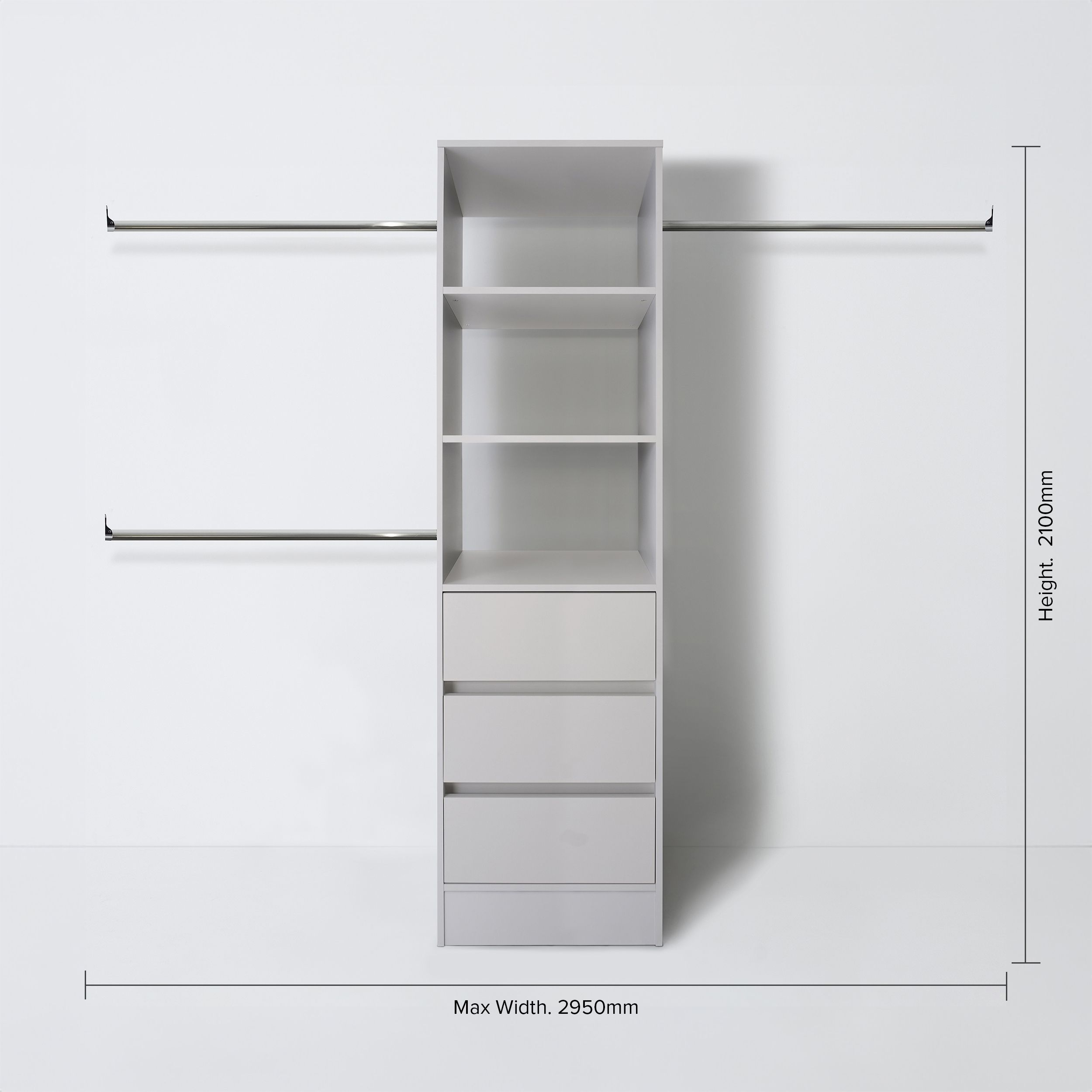 Spacepro Modular Cashmere 3 Drawer Tower unit (H)2100mm (W)600mm (D)500mm