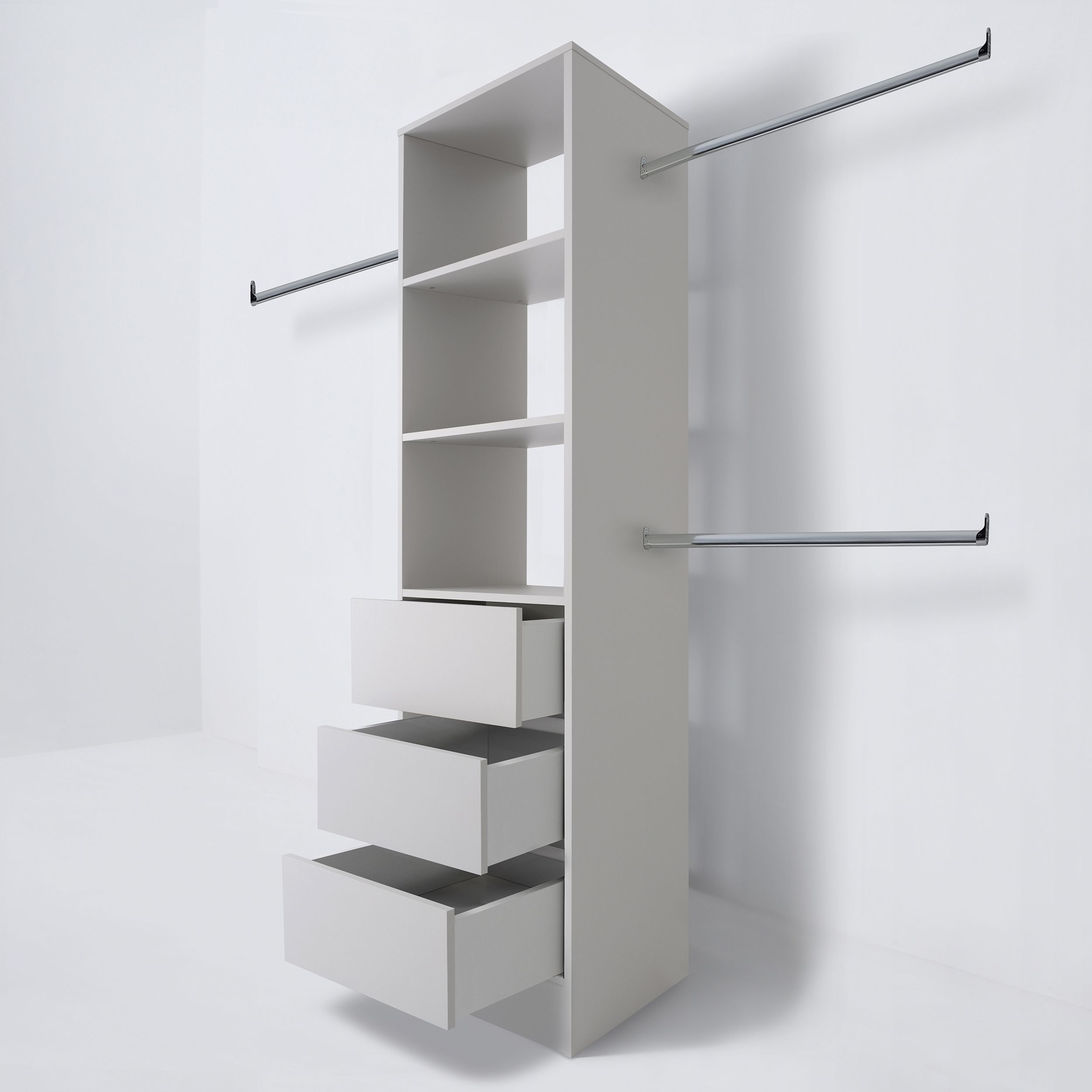 Spacepro Modular Cashmere 3 Drawer Tower unit (H)2100mm (W)600mm (D)500mm