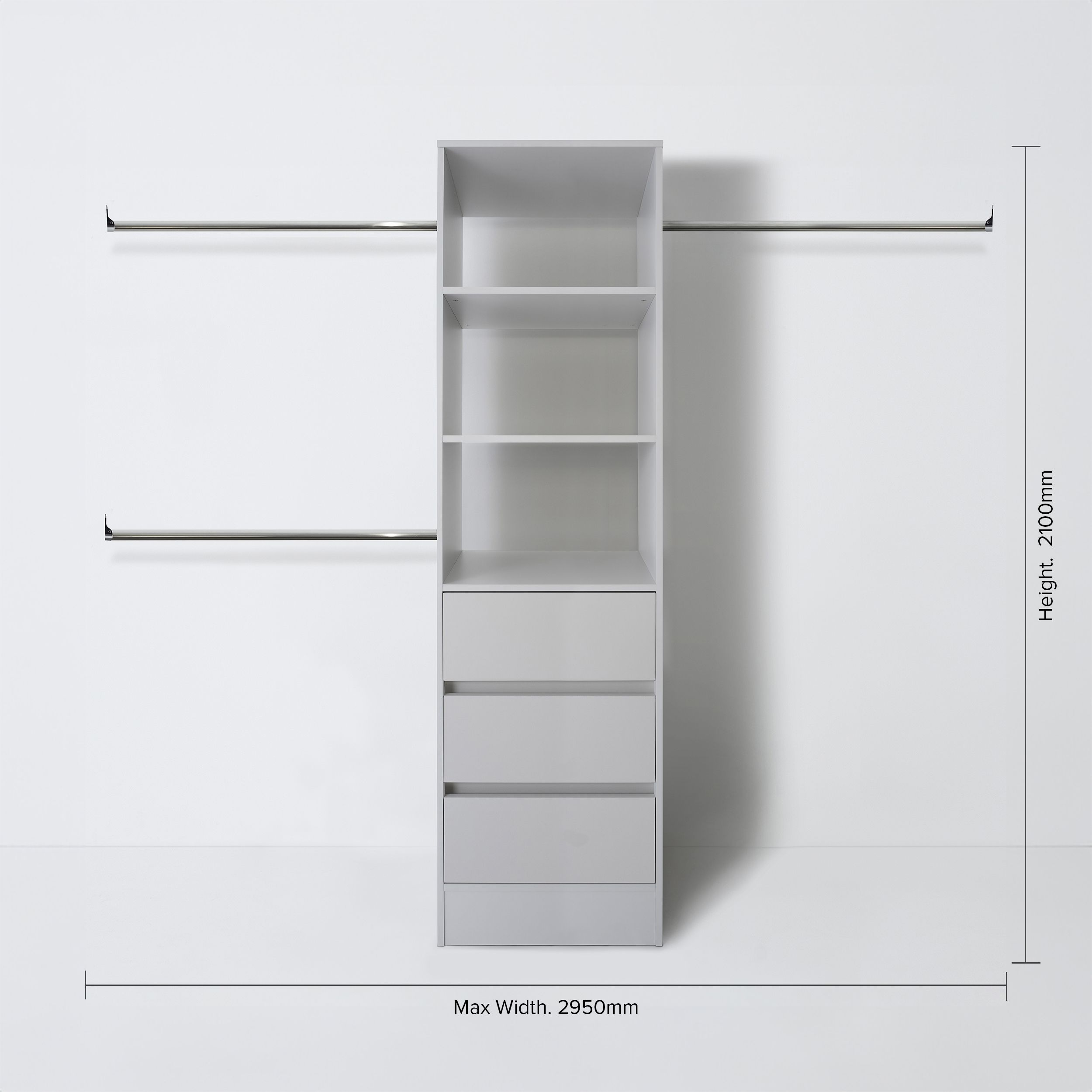 SPACEPRO MODULAR DOVE GREY 3 DRAWER TOWER UNIT (H)2100MM (W)600MM (D)500MM