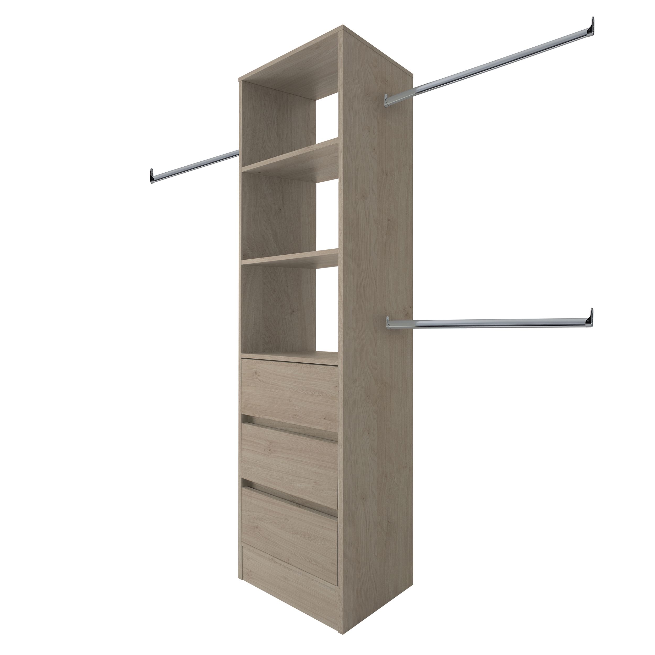 Spacepro Modular Kendal oak effect 3 Drawer Tower unit (H)2100mm (W ...