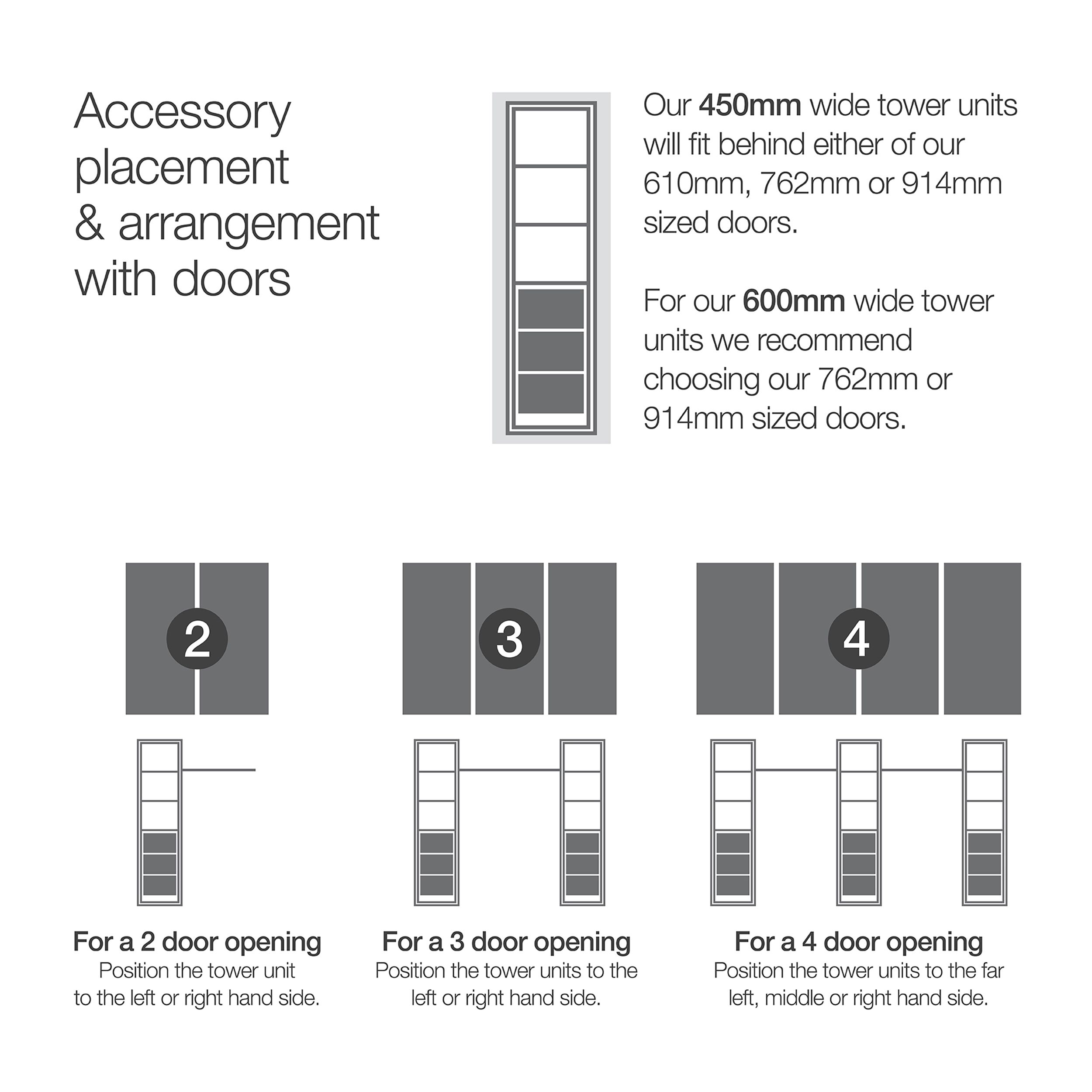 Spacepro Modular Walnut effect 3 Drawer Tower unit (H)2100mm (W)450mm ...