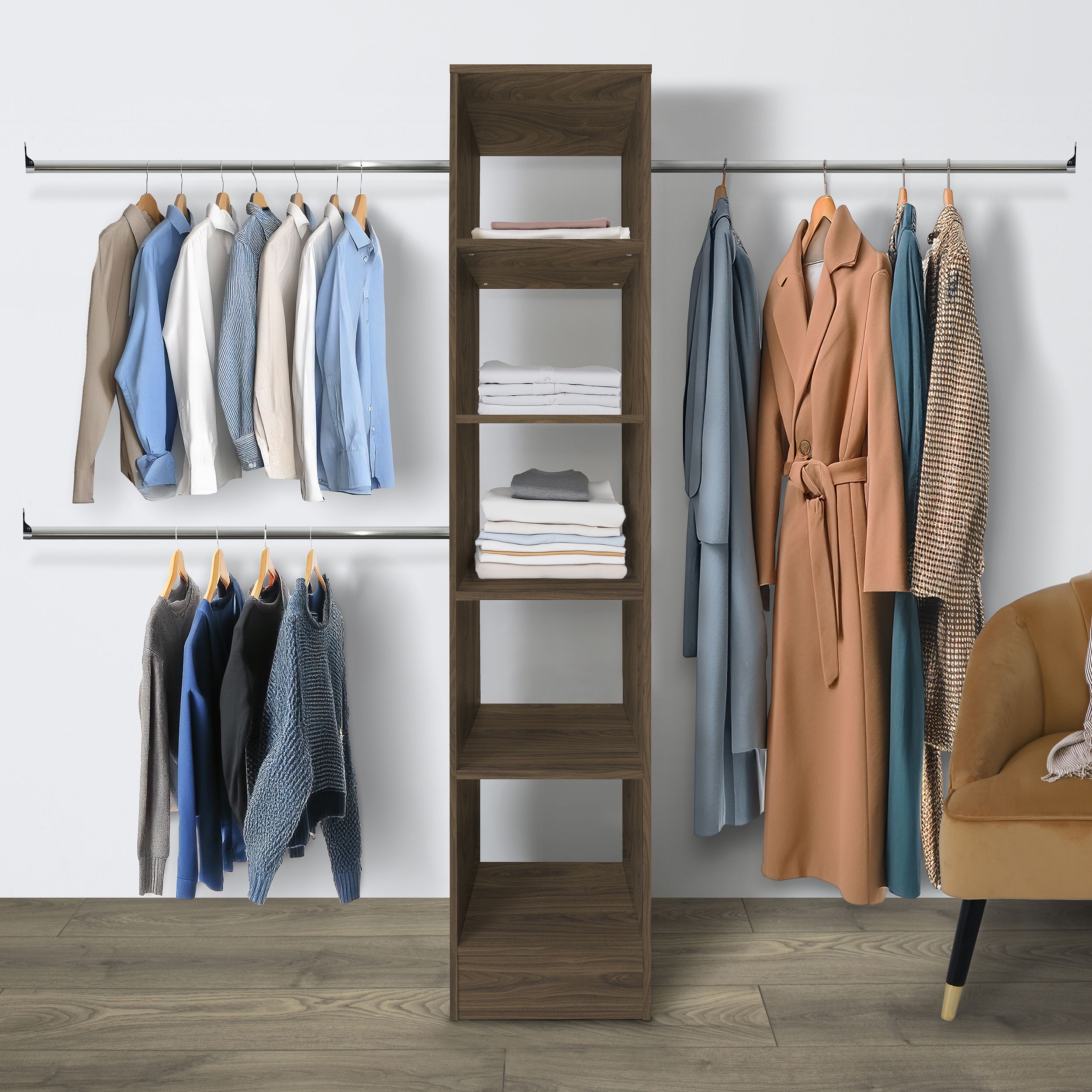 Spacepro Modular Walnut effect Tower unit (H)2100mm (W)450mm (D)500mm