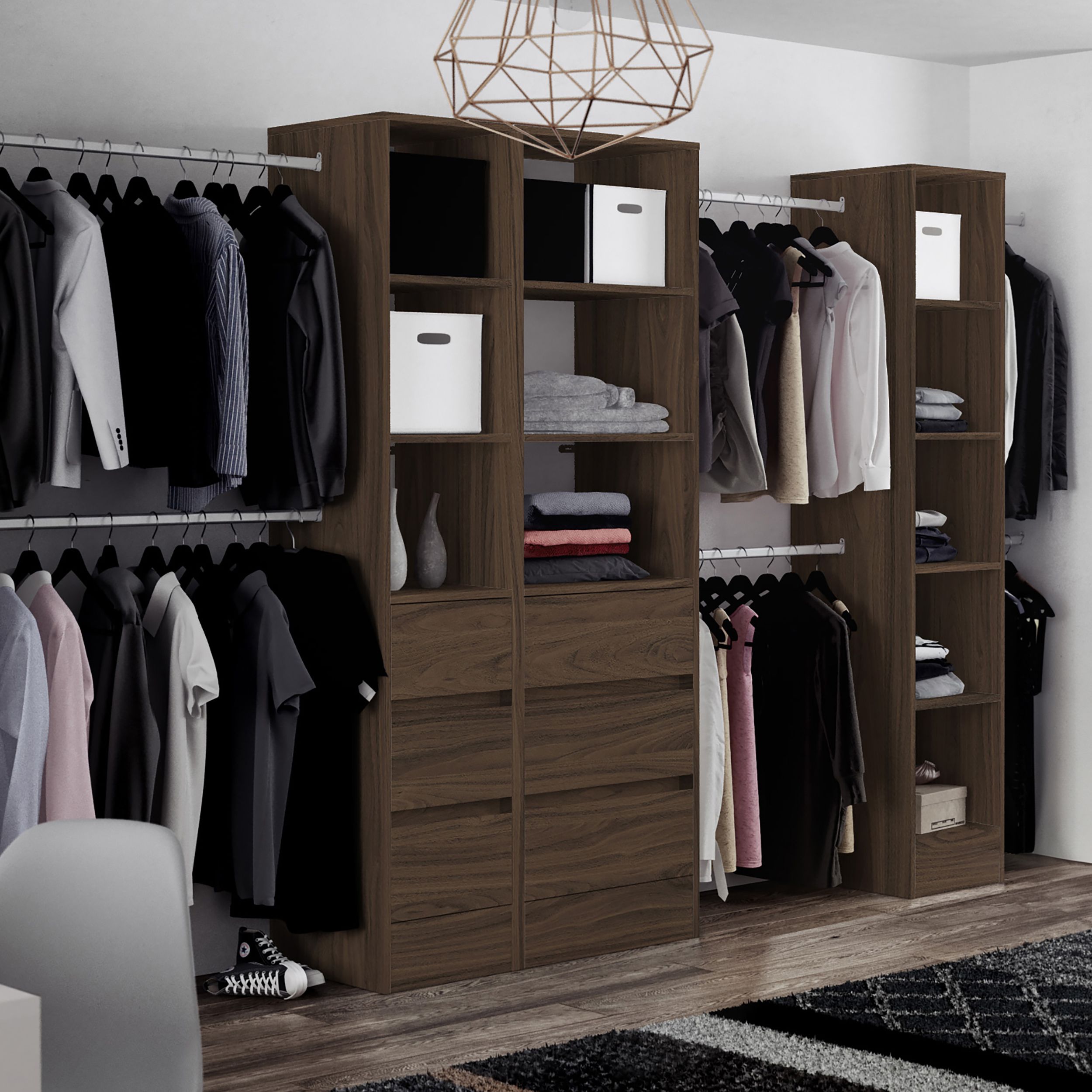 Spacepro Modular Walnut effect Tower unit (H)2100mm (W)600mm (D)500mm