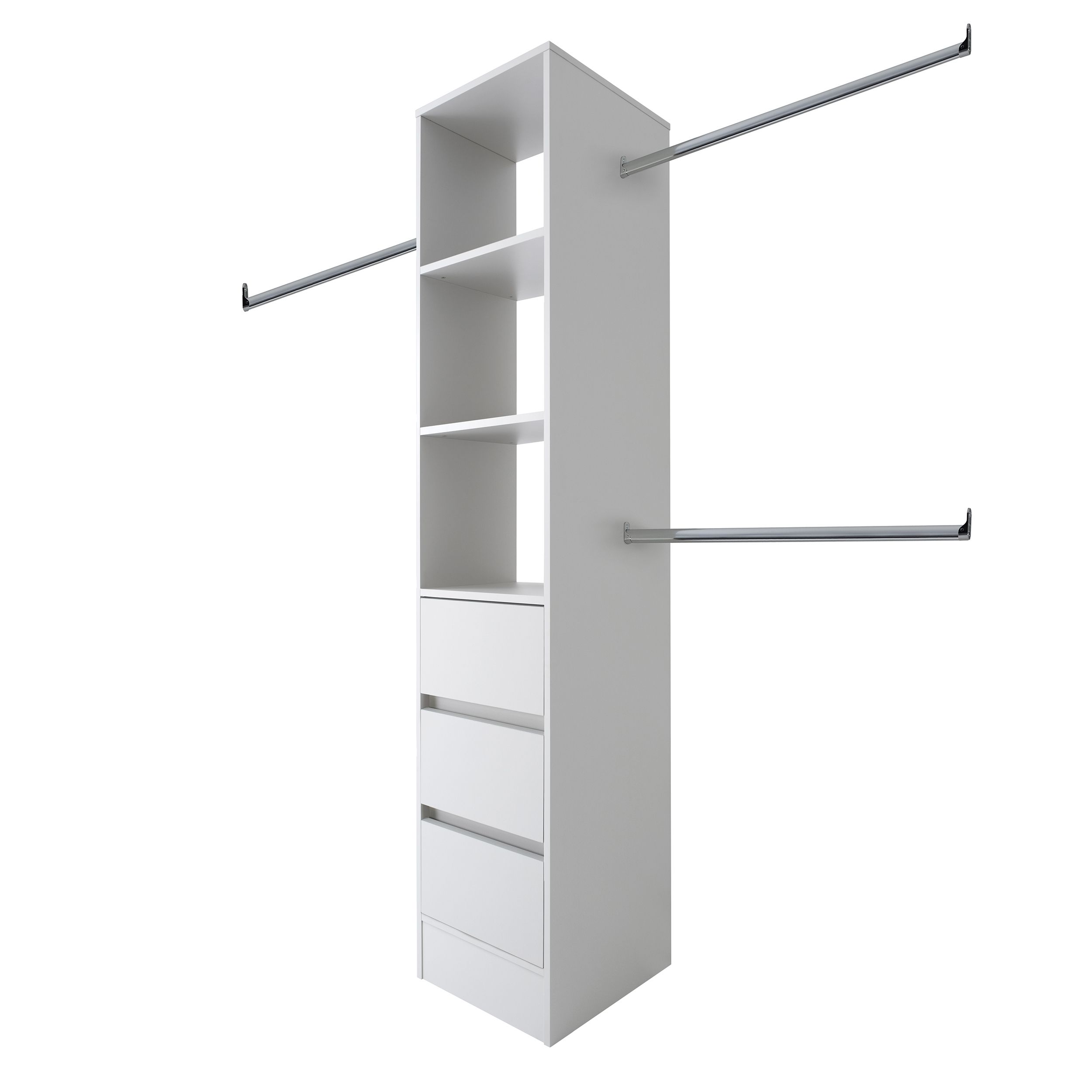 Spacepro Modular White 3 Drawer Wardrobe cabinet (H)2100mm (W)450mm (D ...