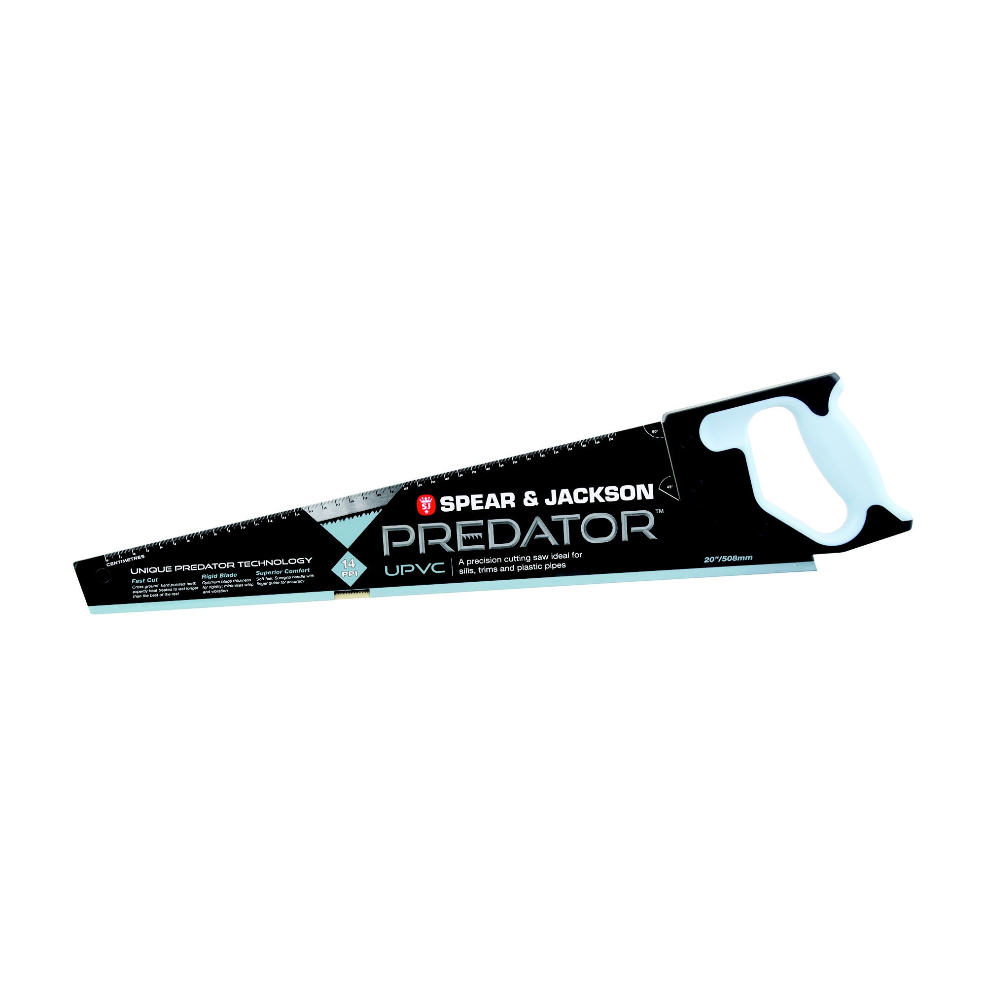 Spear & Jackson Predator 510mm Fast fine Soft-grip PVC saw, 14 TPI 400g