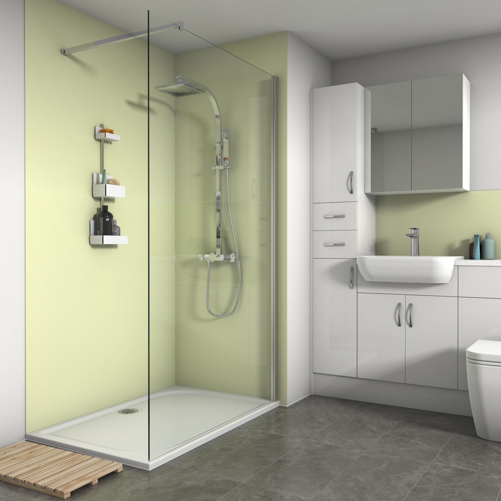 Splashwall 2 panel Acrylic Panel kit (L)2420mm (W)1200mm - Pale lemon