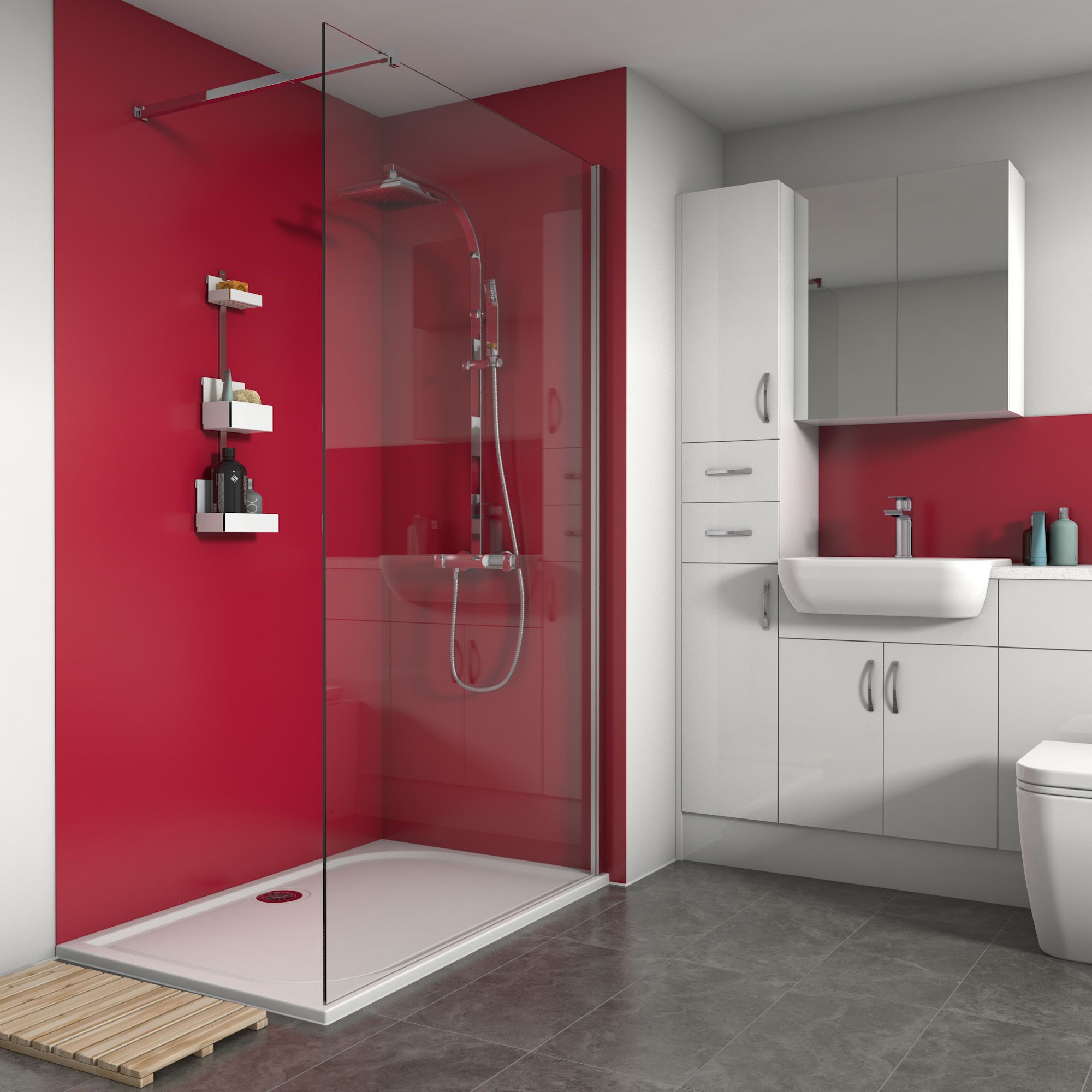 Splashwall 2 panel Acrylic Panel kit (L)2420mm (W)1200mm - Rose