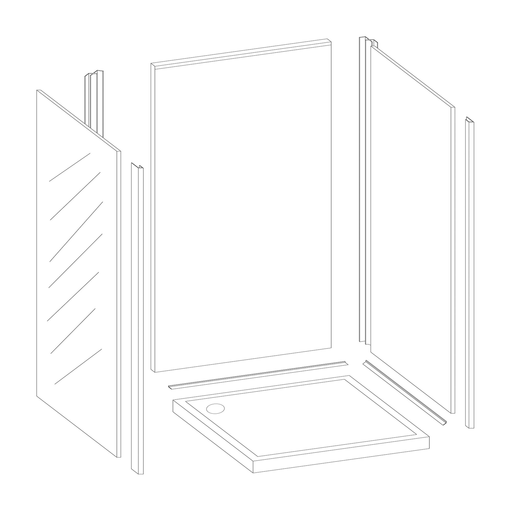 Splashwall 3 panel kit (L)2420mm (W)1200mm - White concrete